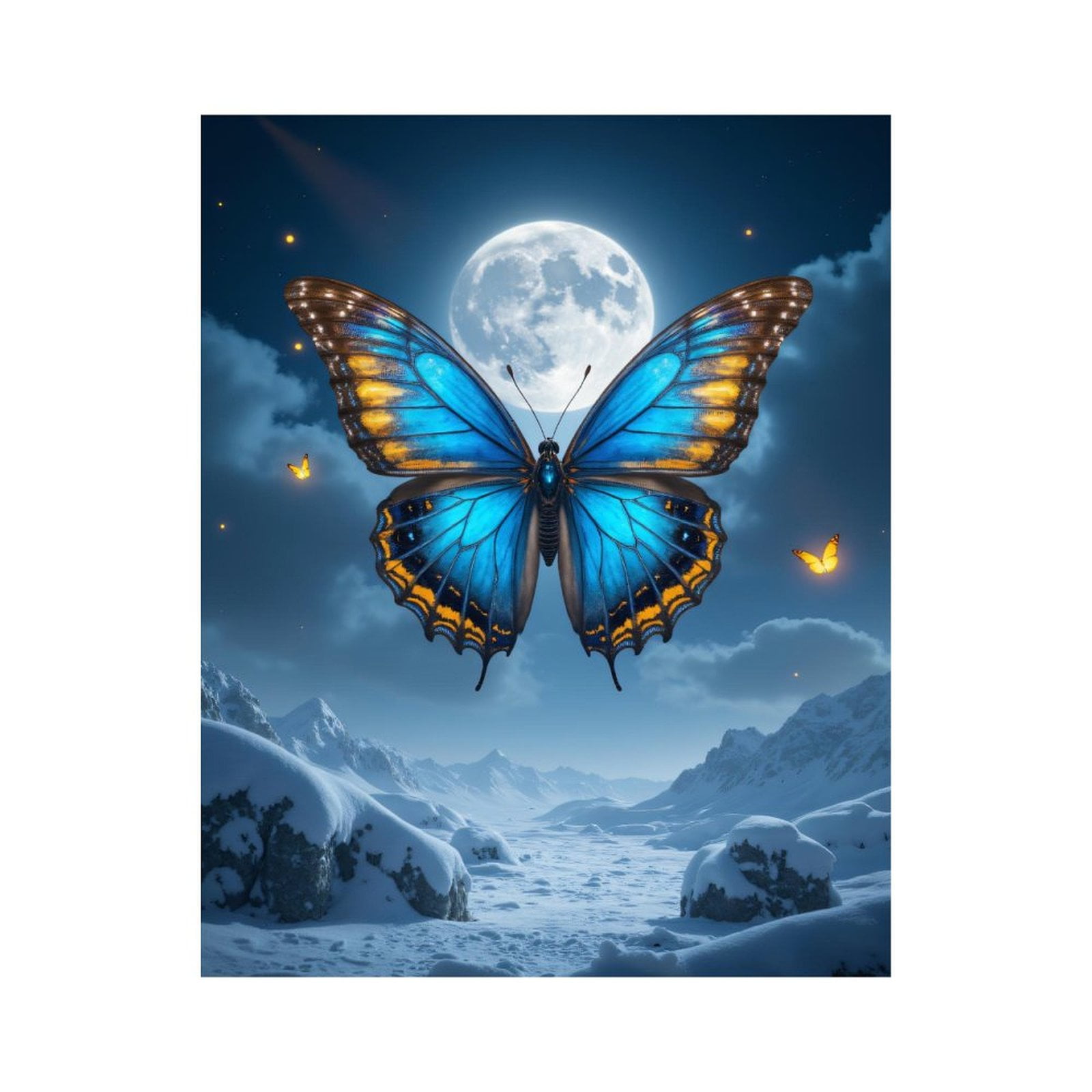 Paint by Numbers Kit for Adults, Blue Butterfly Moonlit Snow Scene ...