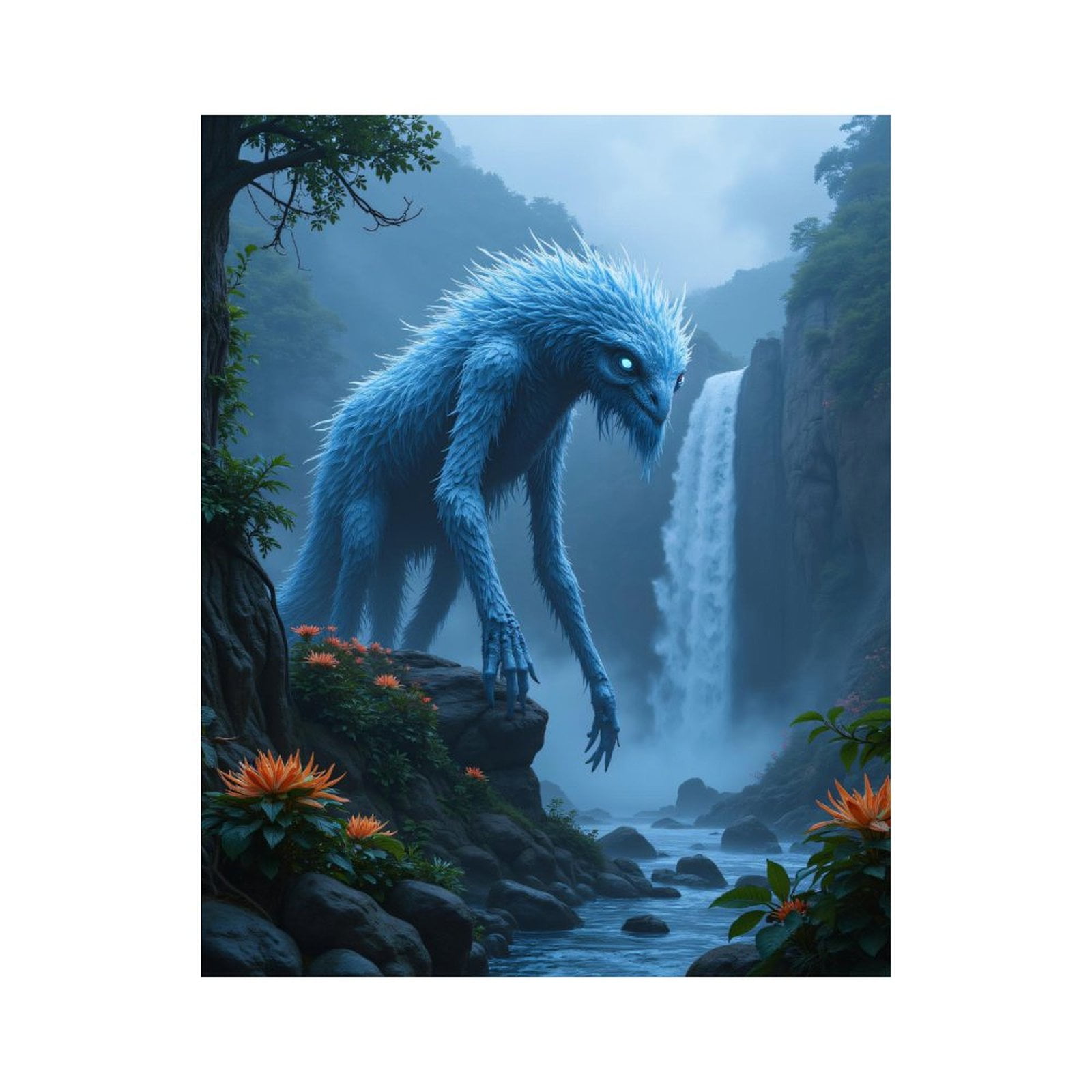 Paint by Numbers Kit for Adults, Blue Creature Enchanted Waterfall ...