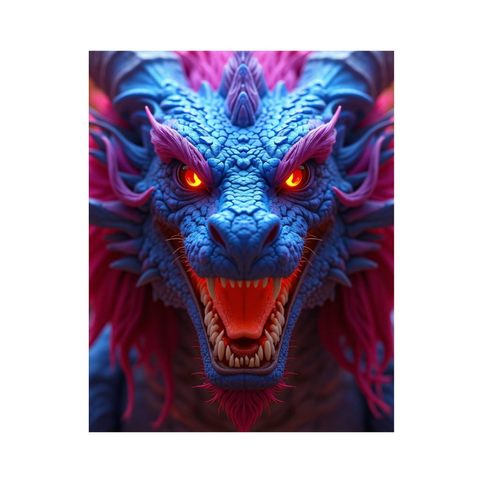 Paint by Numbers Kit for Adults, Blue Dragon Fiery Eyes Roaring Paint ...