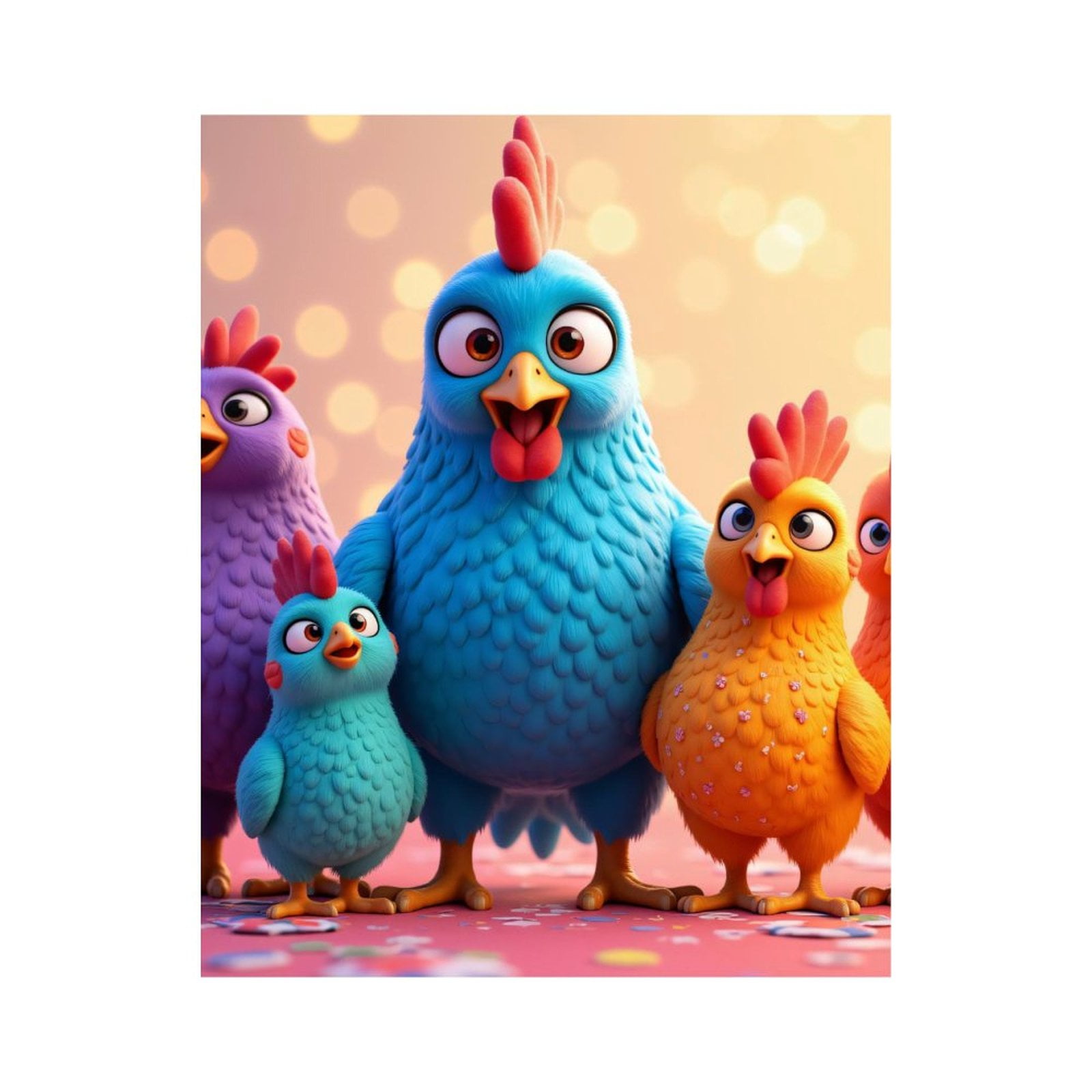 Paint by Numbers Kit for Adults, Blue Orange Cartoon Chickens Party ...