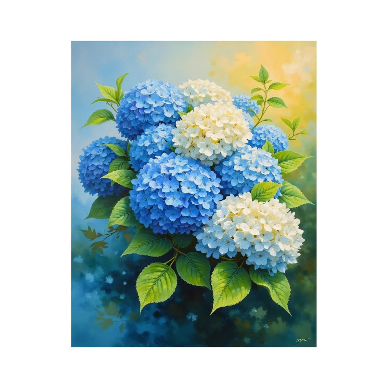 Paint by Numbers Kit for Adults, Blue White Hydrangea Bouquet Art Paint ...