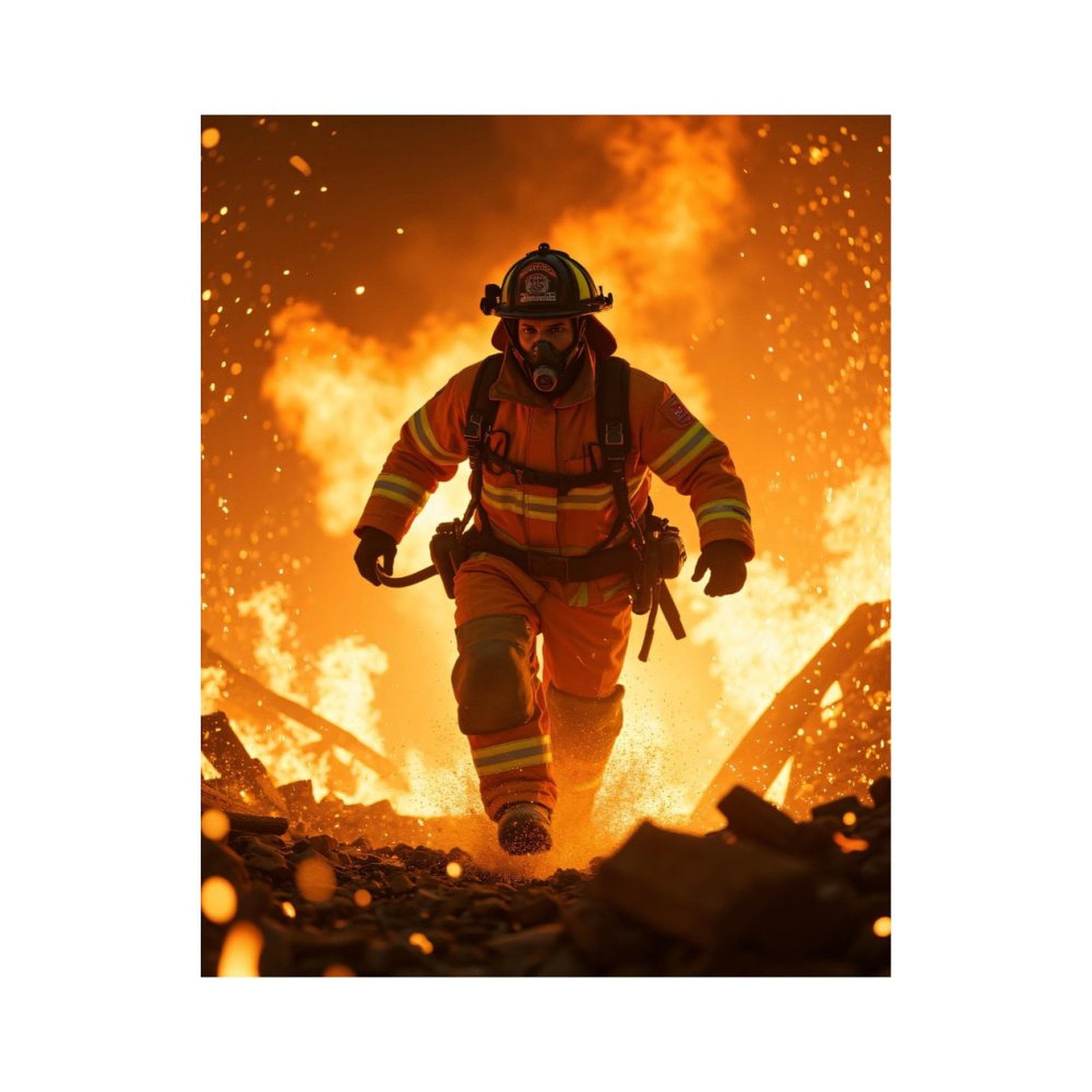 Paint by Numbers Kit for Adults, Brave Firefighter Amidst Flames Paint ...