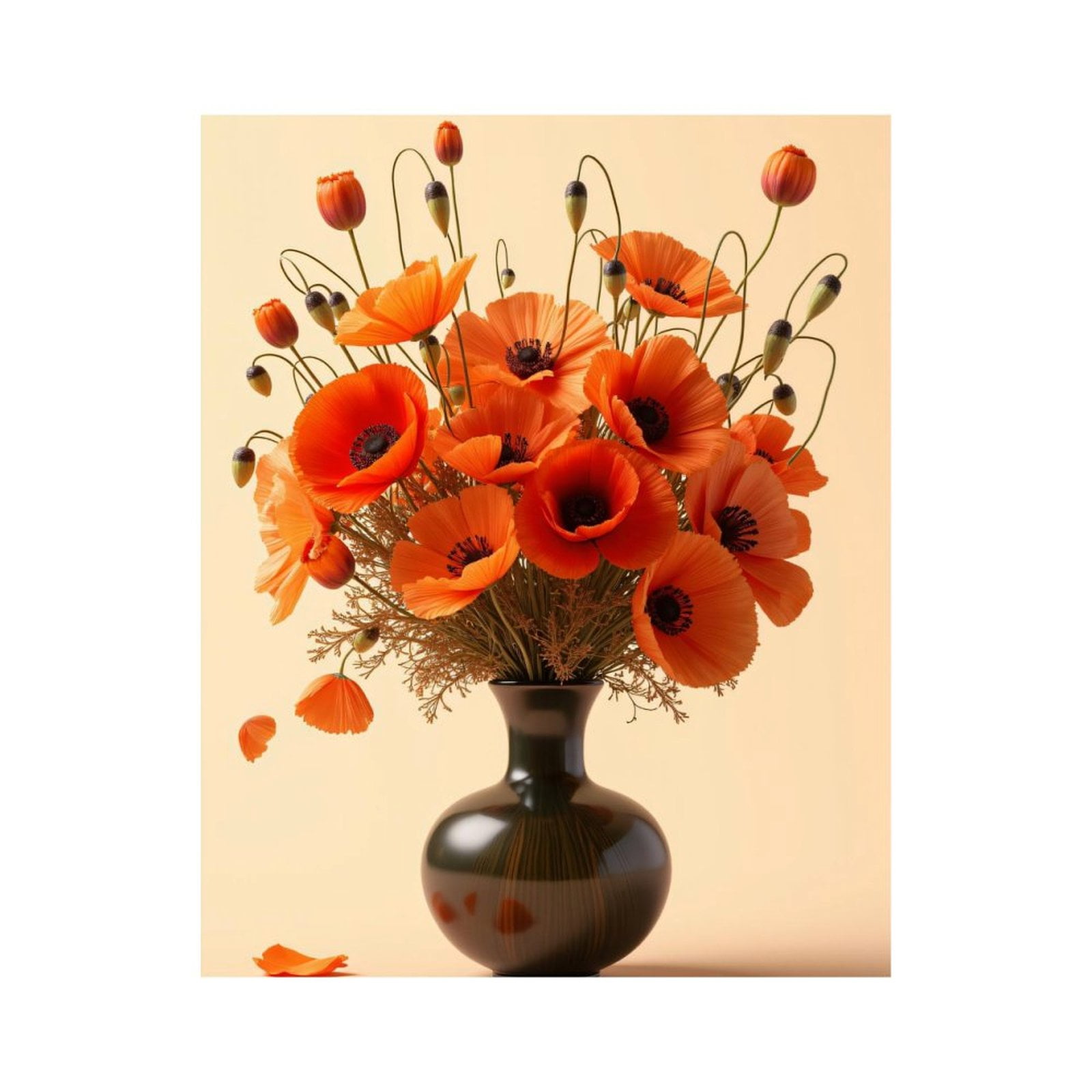 Paint by Numbers Kit for Adults, Bright Orange Poppies In Vase Paint by ...