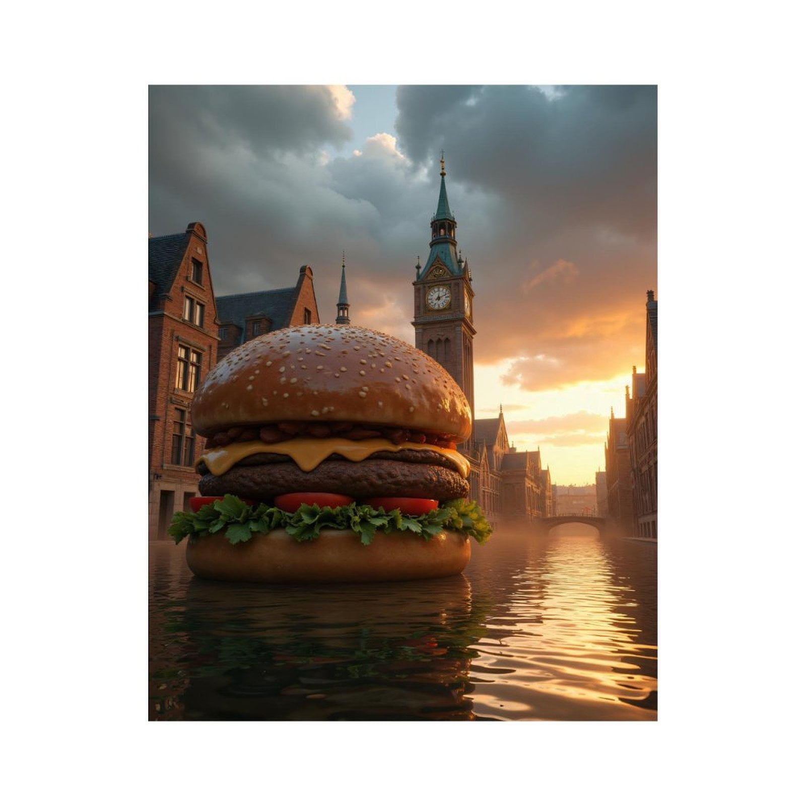 Paint by Numbers Kit for Adults, Burger Clock Tower Sunset Reflection ...