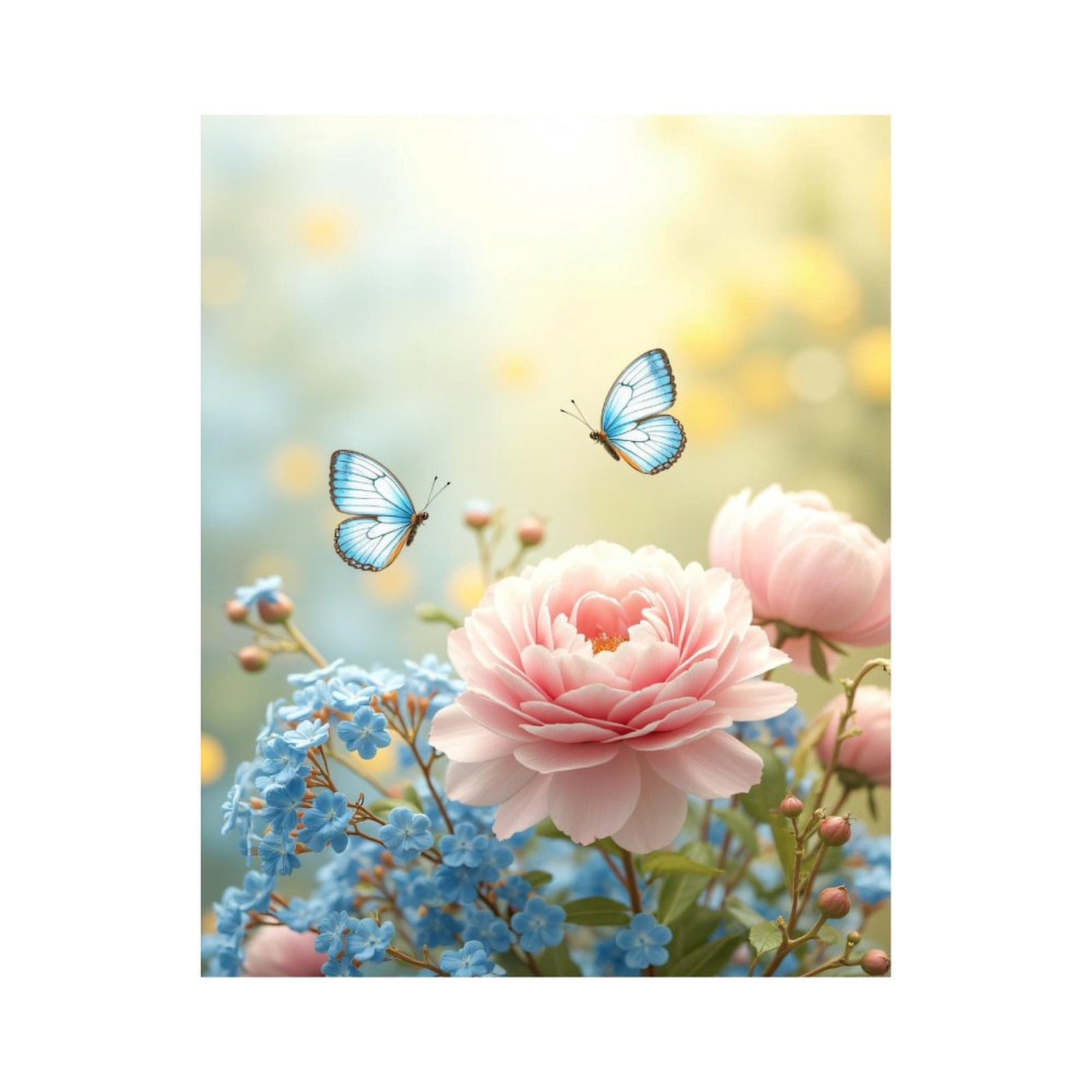 Paint by Numbers Kit for Adults, Butterflies Pink Blue Flowers Spring ...