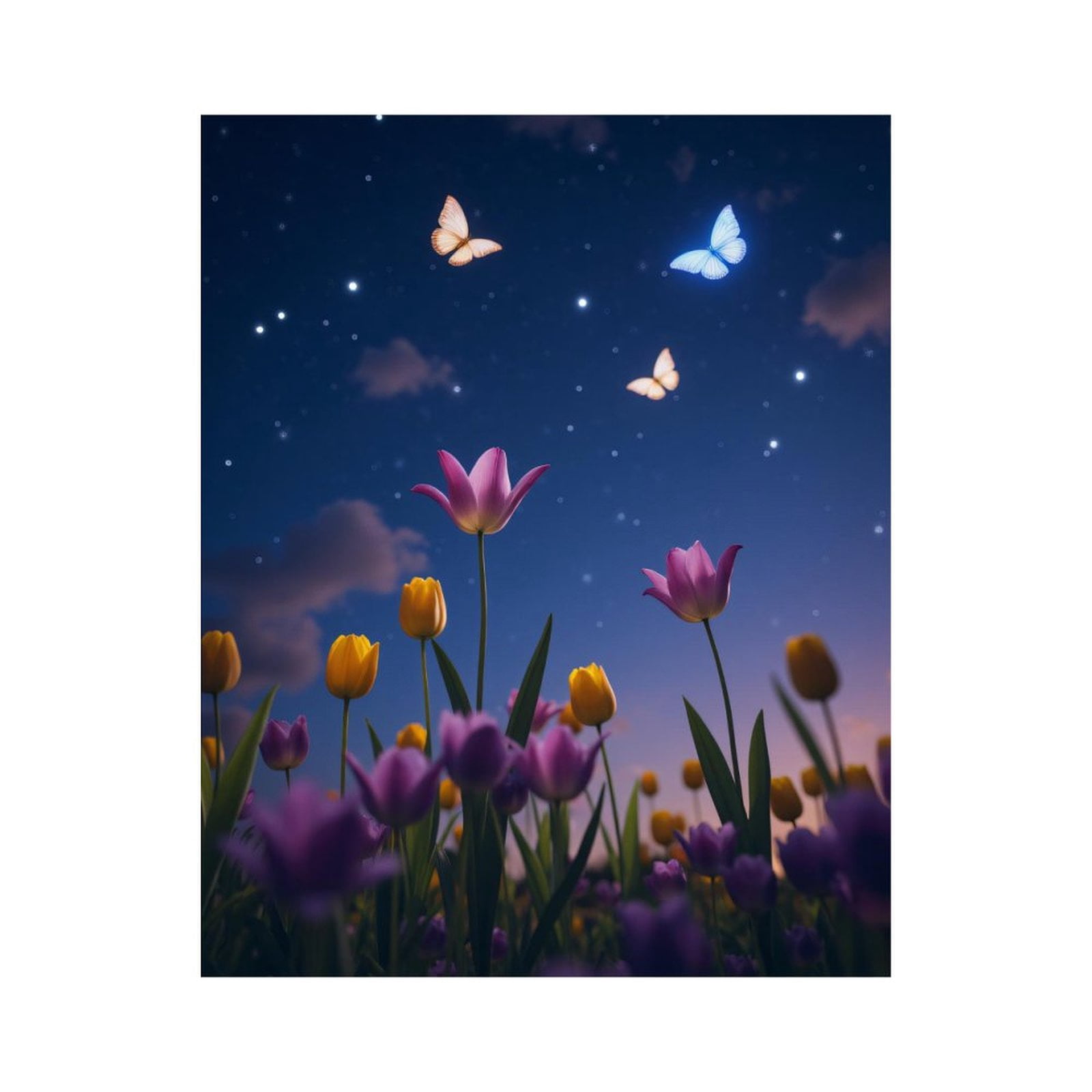Paint by Numbers Kit for Adults, Butterflies Stars Tulips Night Sky ...