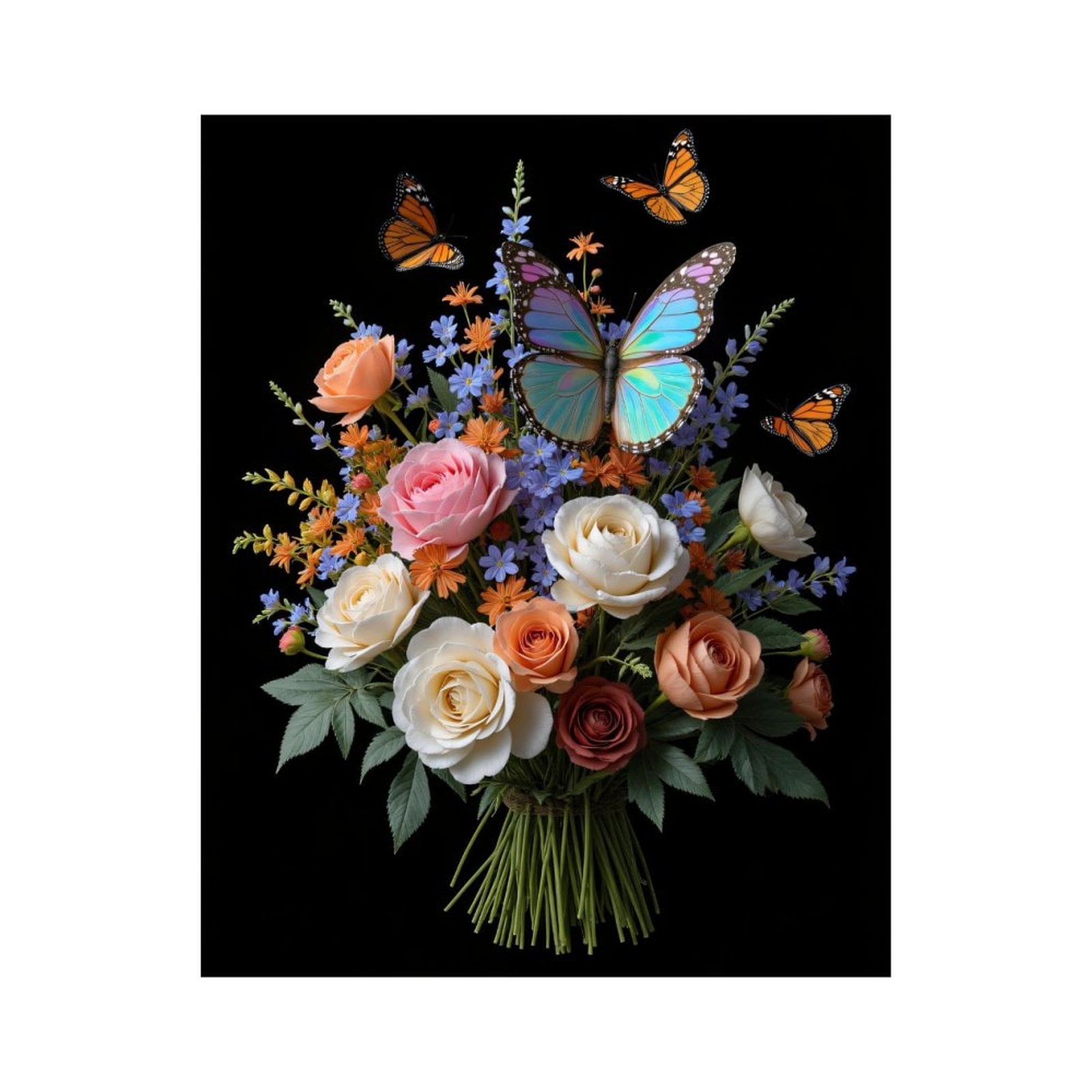 Paint by Numbers Kit for Adults, Butterfly Floral Bouquet Delight Paint ...