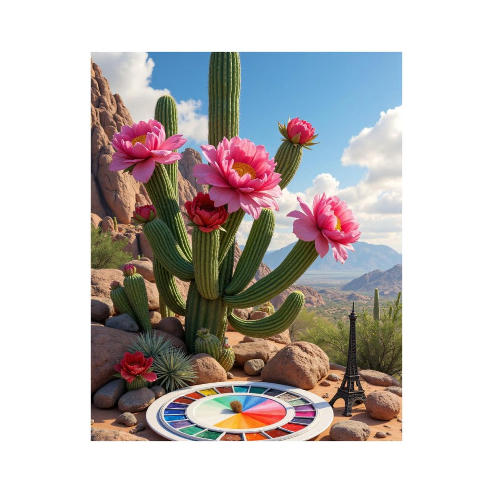 Paint by Numbers Kit for Adults, Cactus Blooms Desert Mountains Palette ...