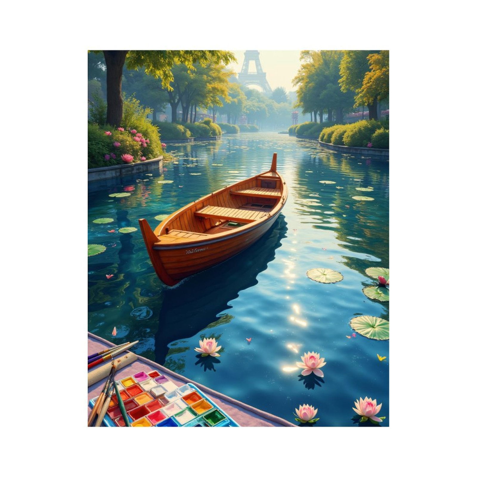 Paint by Numbers Kit for Adults, Calm Watercolors Boat Canal Scene ...