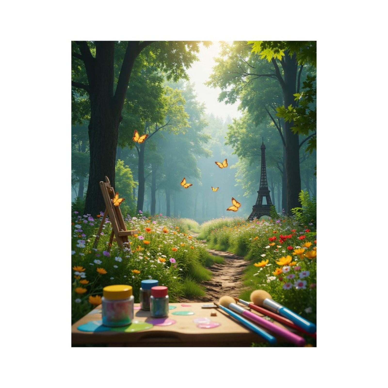 Paint by Numbers Kit for Adults, Canvas Butterflies Forest Path Paint ...