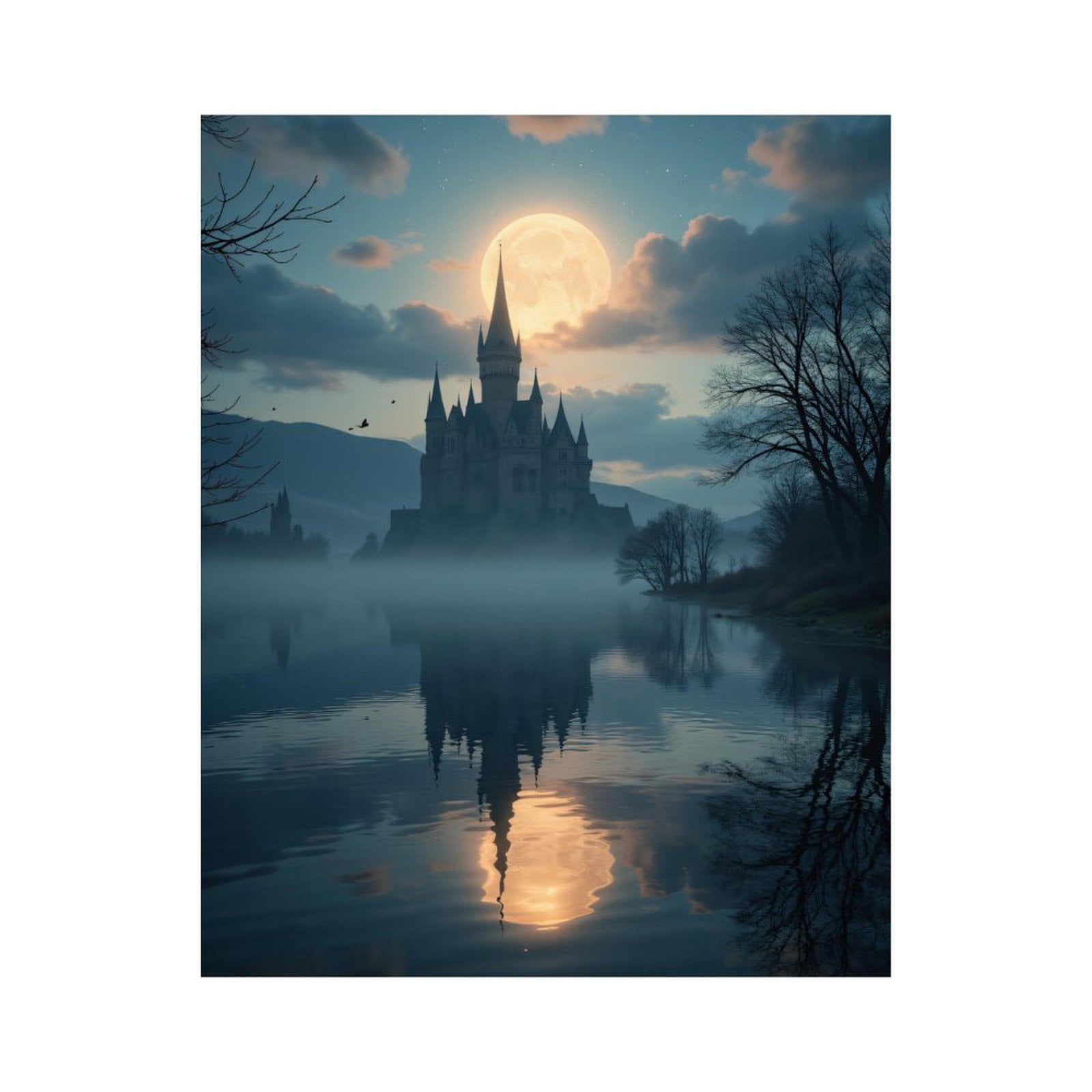 Paint by Numbers Kit for Adults, Castle Moonlit Misty Reflection Paint ...