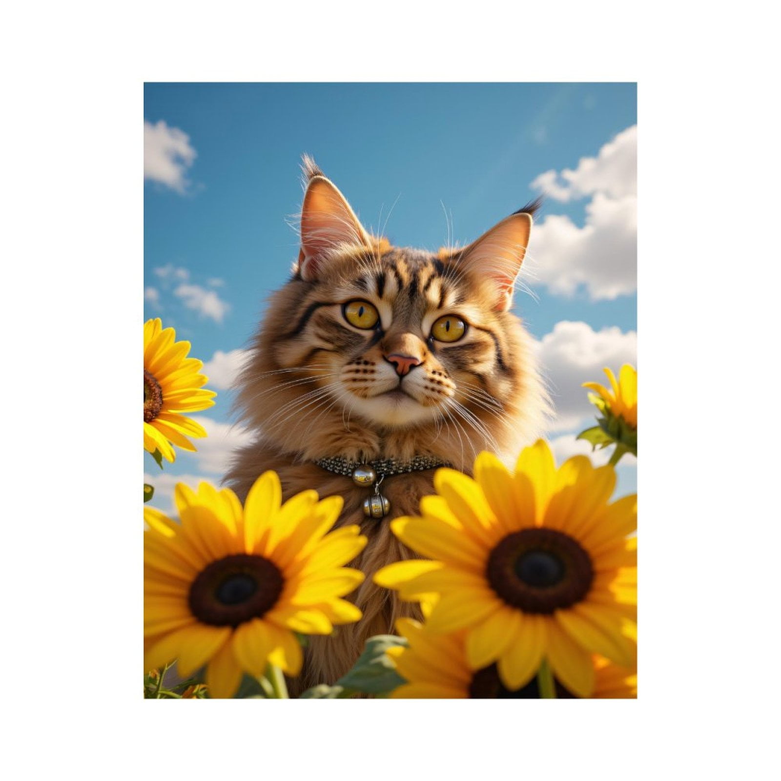 Paint by Numbers Kit for Adults, Cat Among Sunflowers Sky Serene Paint ...