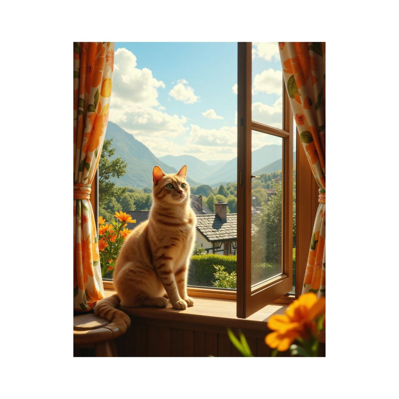 Paint by Numbers Kit for Adults, Cat Window View Sunny Day Paint by ...