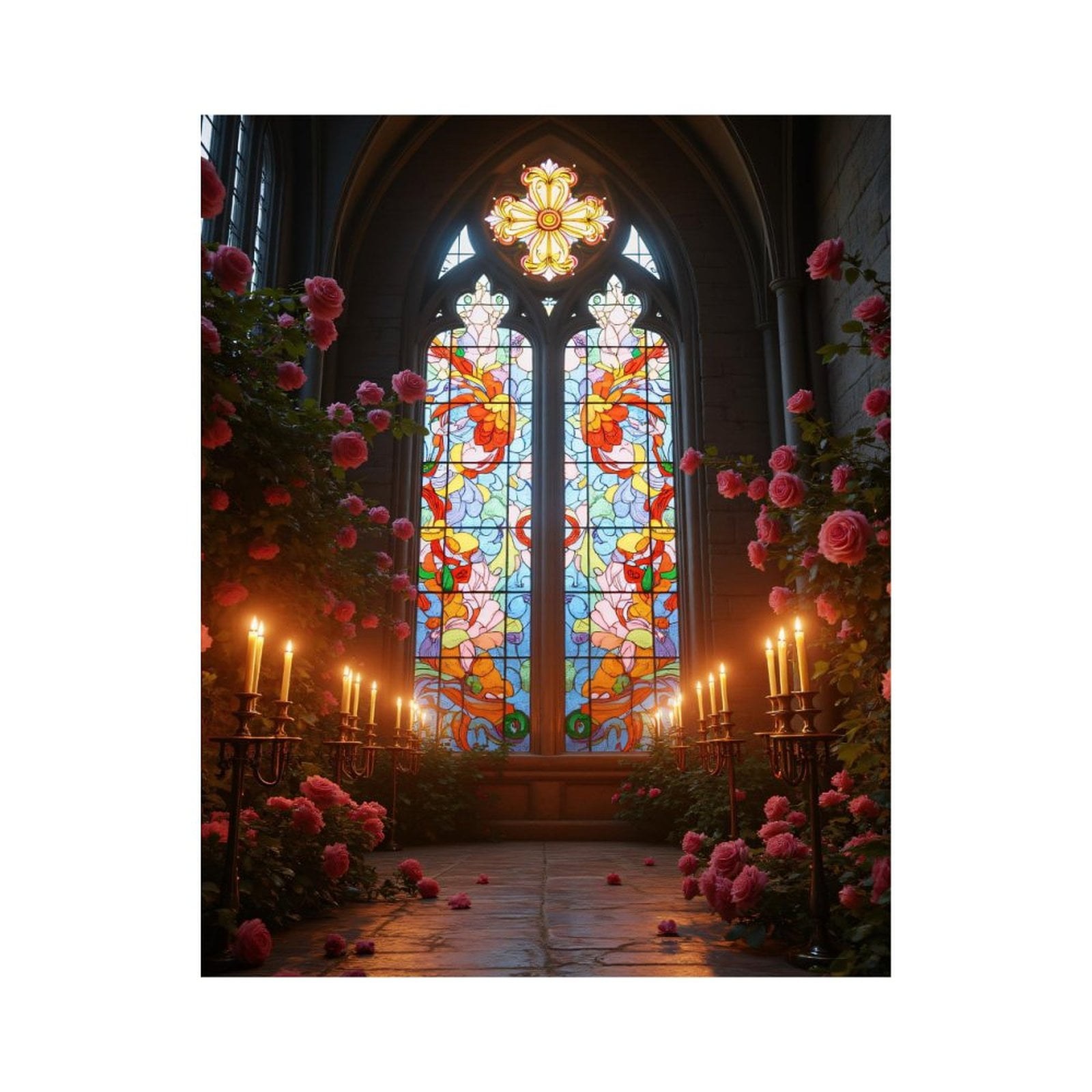 Paint by Numbers Kit for Adults, Cathedral Stained Glass Flowers ...