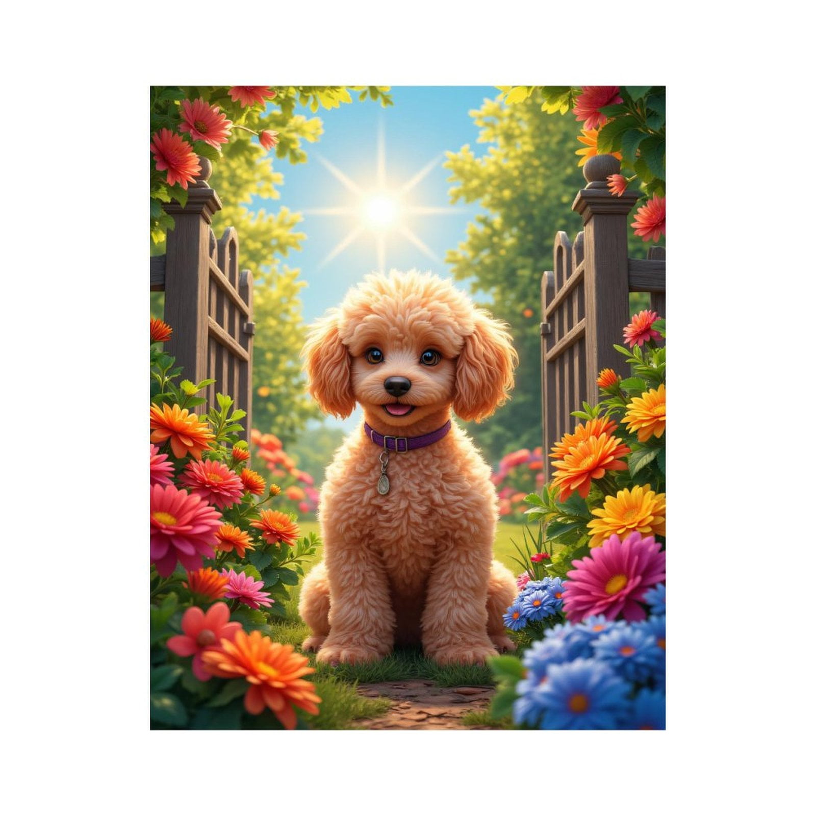 Paint by Numbers Kit for Adults, Cheerful Puppy Garden Daylight Blooms ...