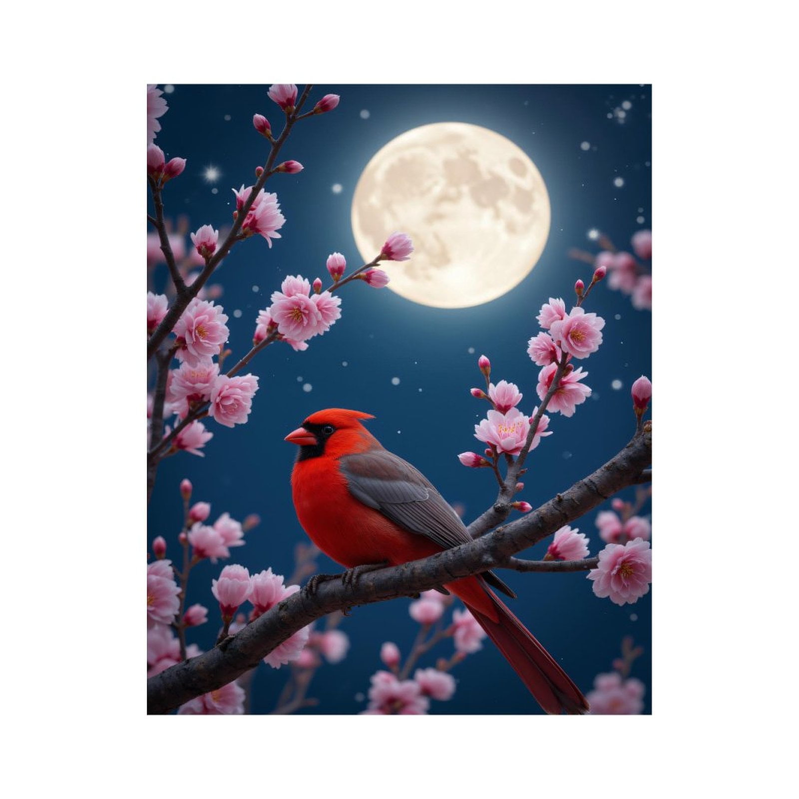 Paint by Numbers Kit for Adults, Cherry Blossoms Moonlit Cardinal Paint by Numbers, Easy Paint ...