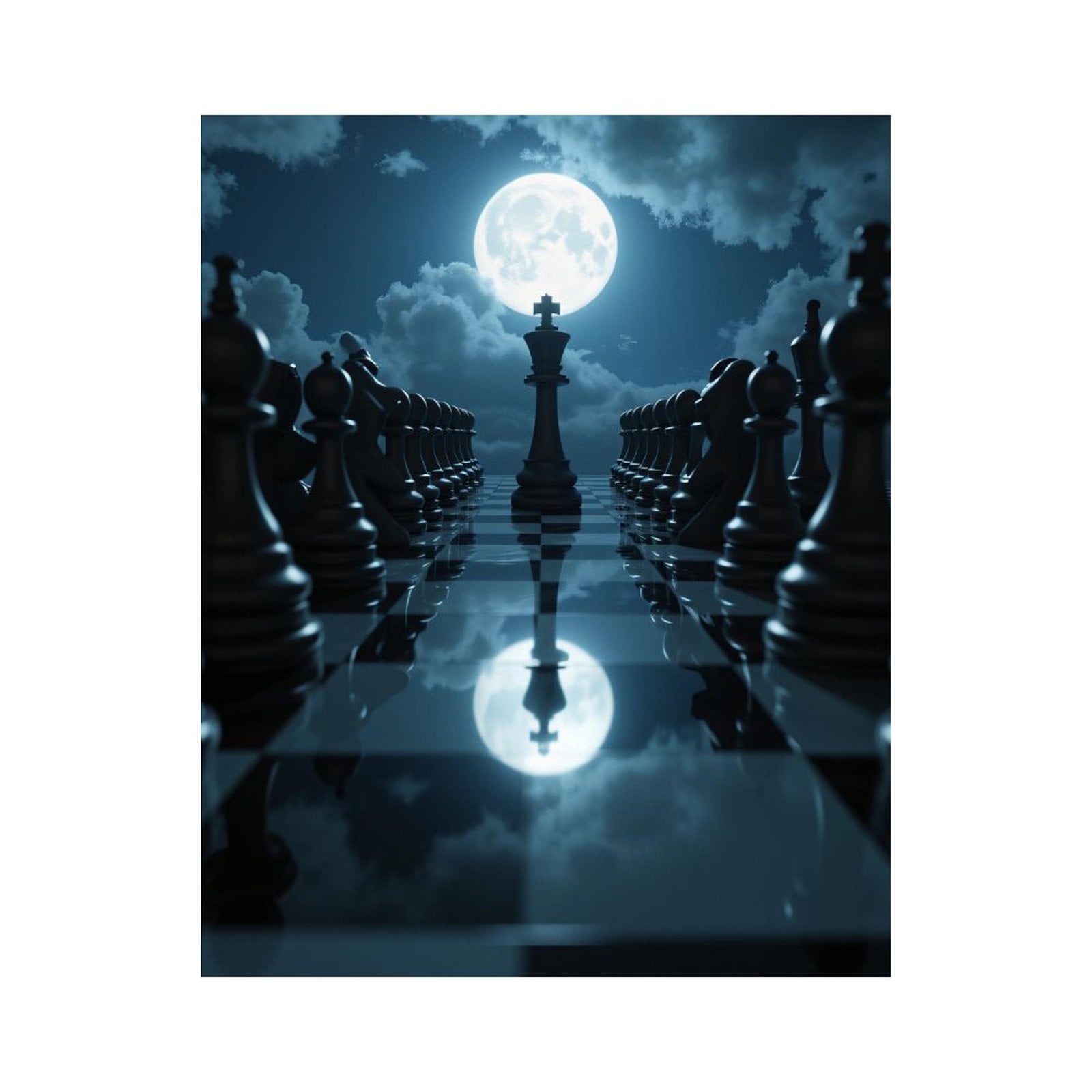 Paint by Numbers Kit for Adults, Chess Moonlight Reflection Nighttime ...