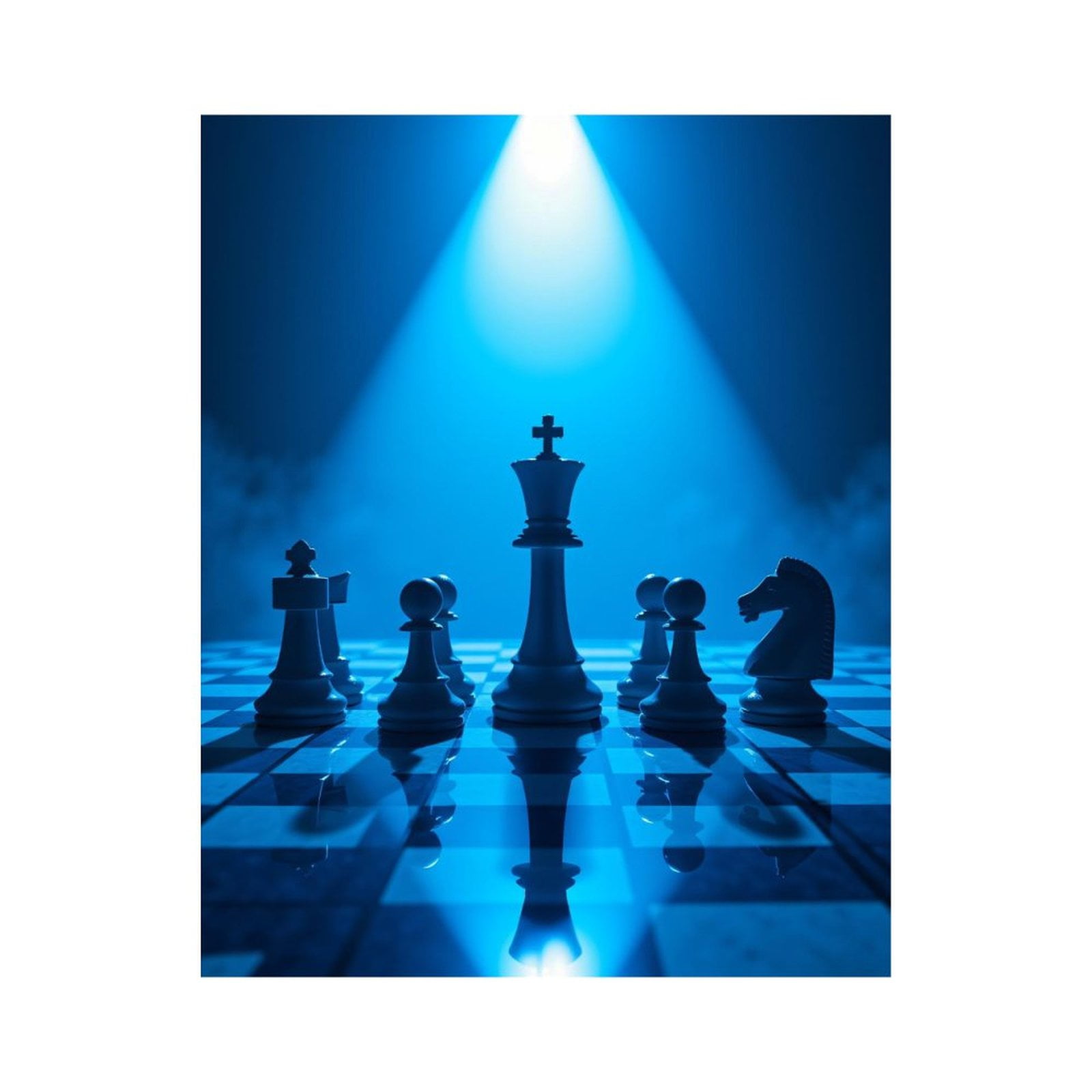 Paint by Numbers Kit for Adults, Chess Set Under Blue Spotlight Paint ...