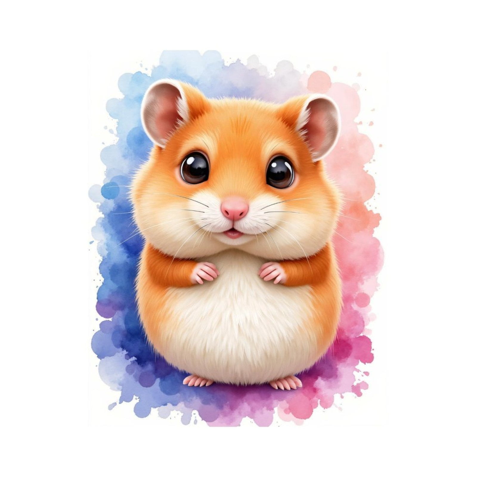 Paint by Numbers Kit for Adults, Chubby Hamster Watercolor Art Paint by ...