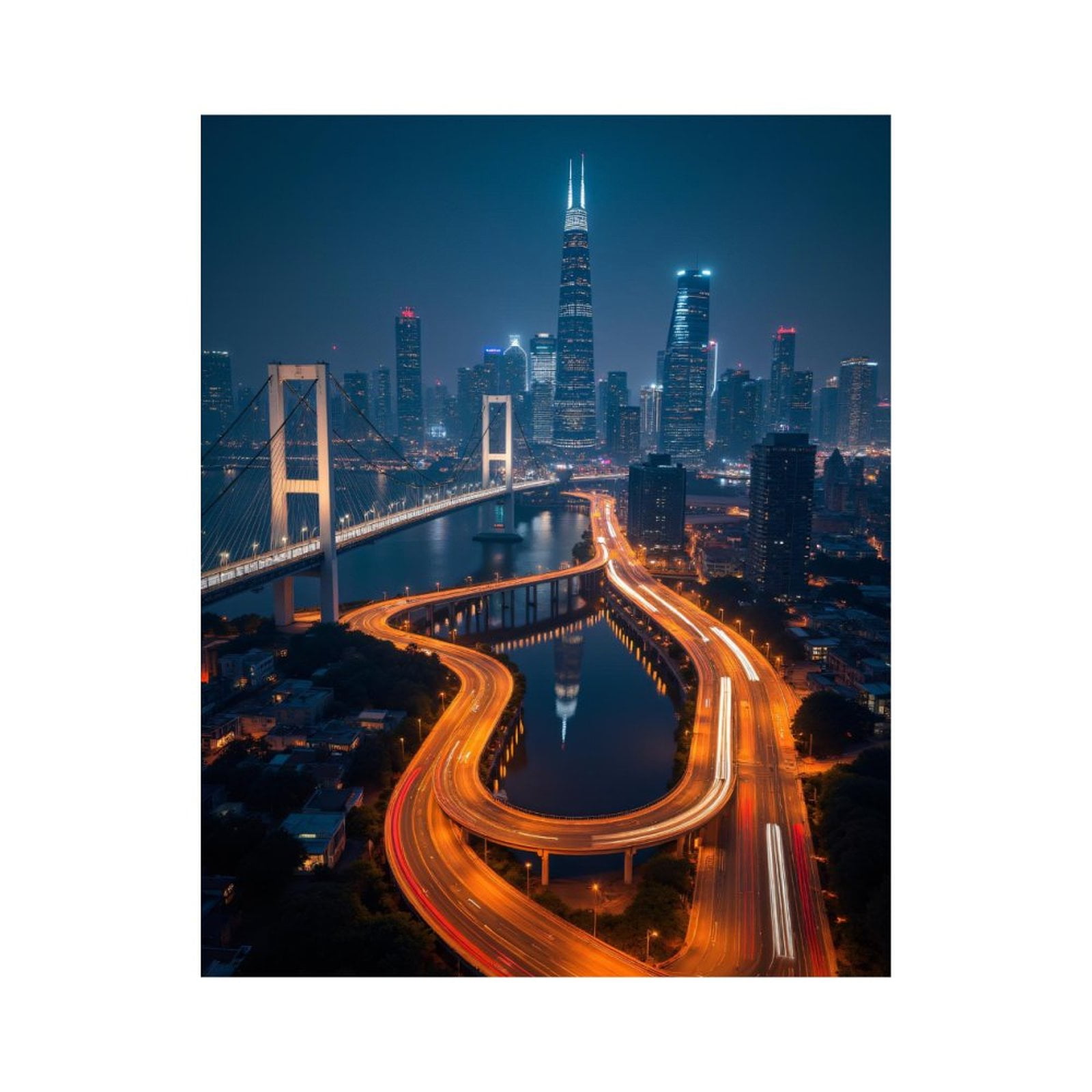 Paint by Numbers Kit for Adults, City Night Bridge Skyline Urban Lights ...