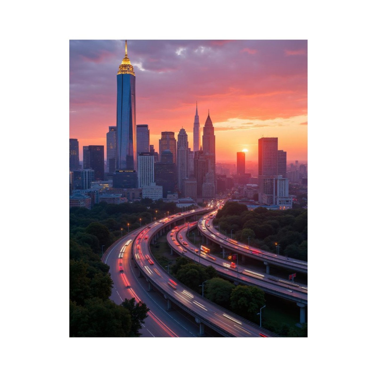 Paint by Numbers Kit for Adults, City Skyline Sunset Road View Paint by ...