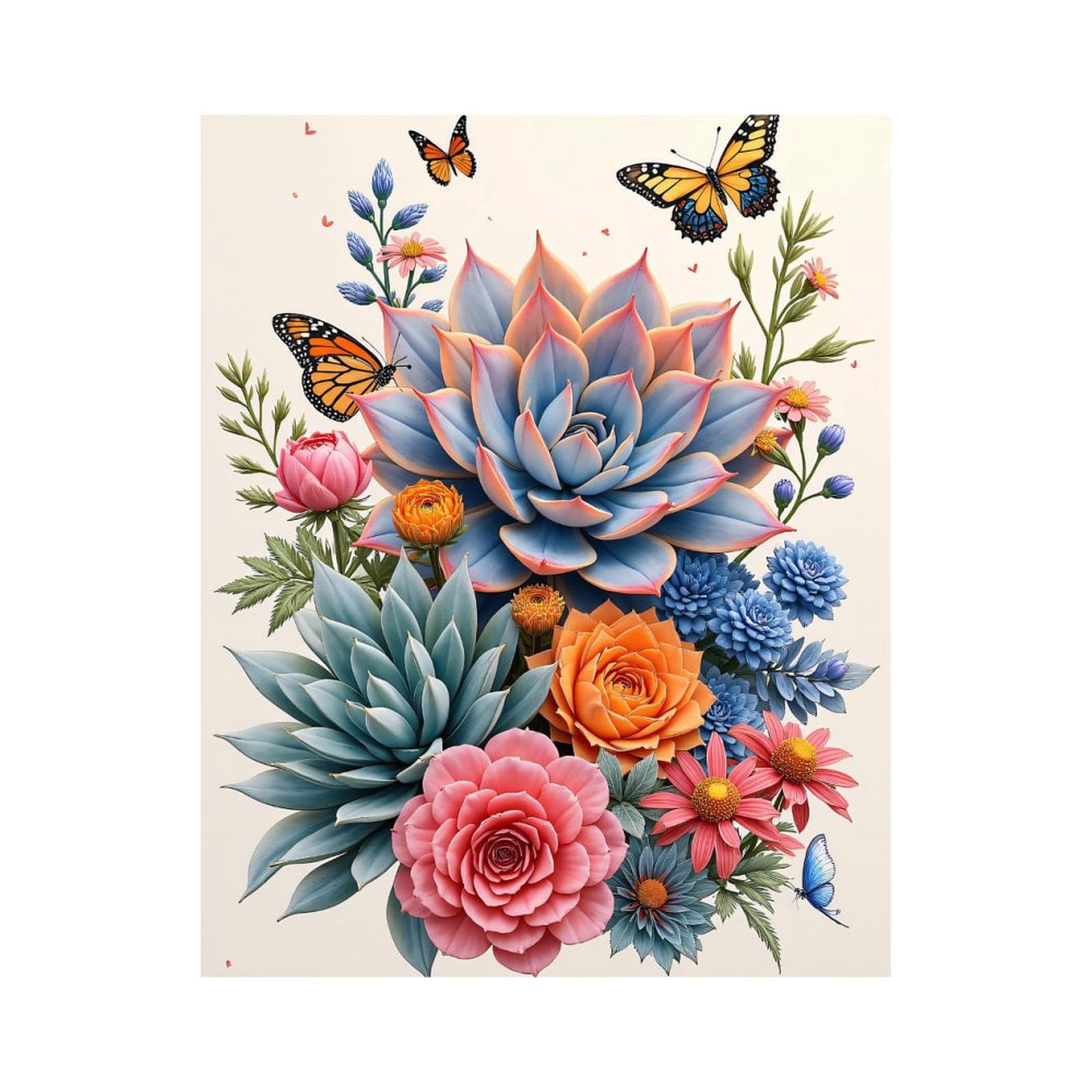 Paint by Numbers Kit for Adults, Colorful Floral Blooms With Butterflies Paint by Numbers, Easy ...