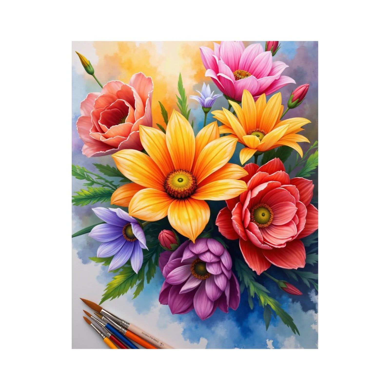 Paint by Numbers Kit for Adults, Colorful Floral Painting Art Brushes ...