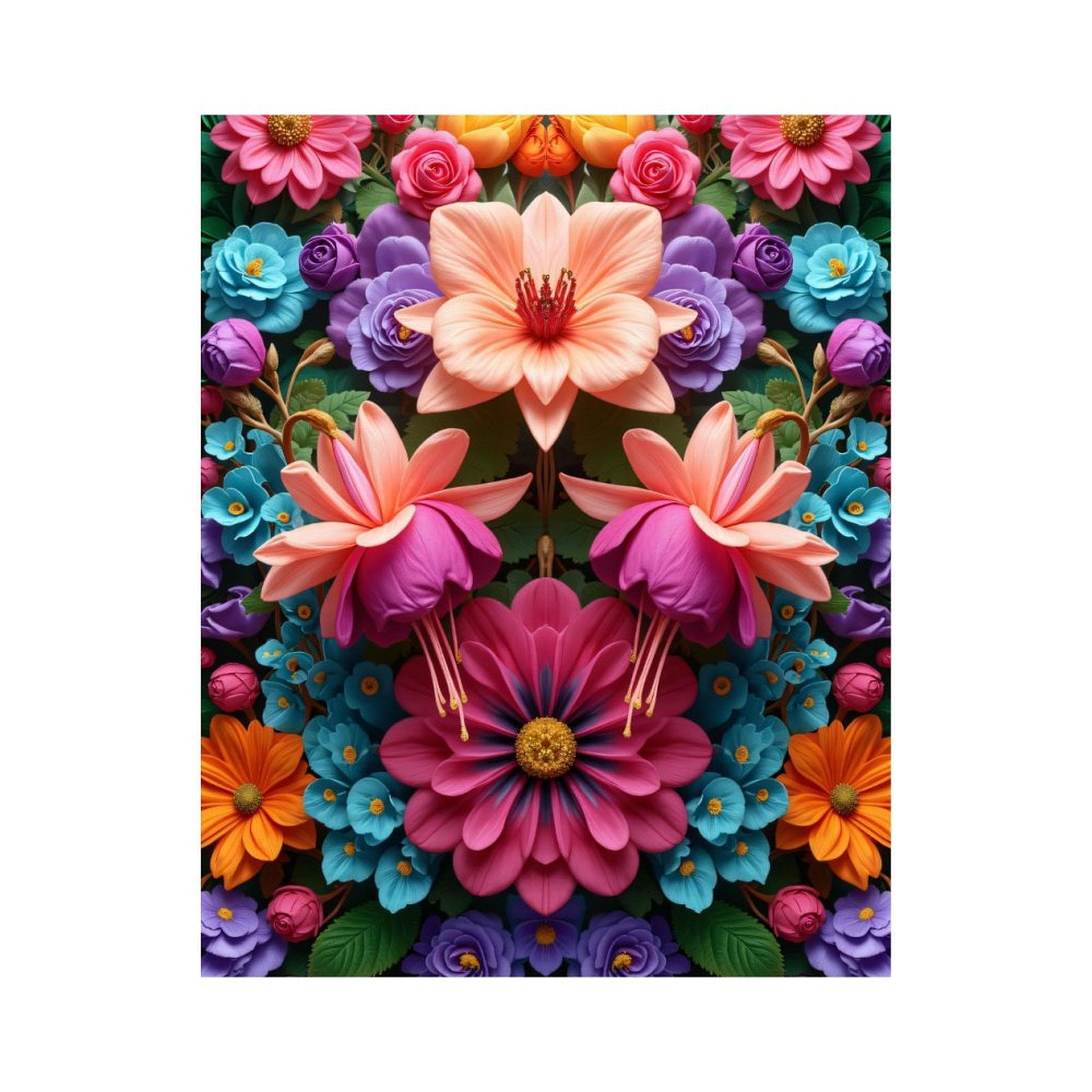 Paint by Numbers Kit for Adults, Colorful Floral Symmetry Art Print ...