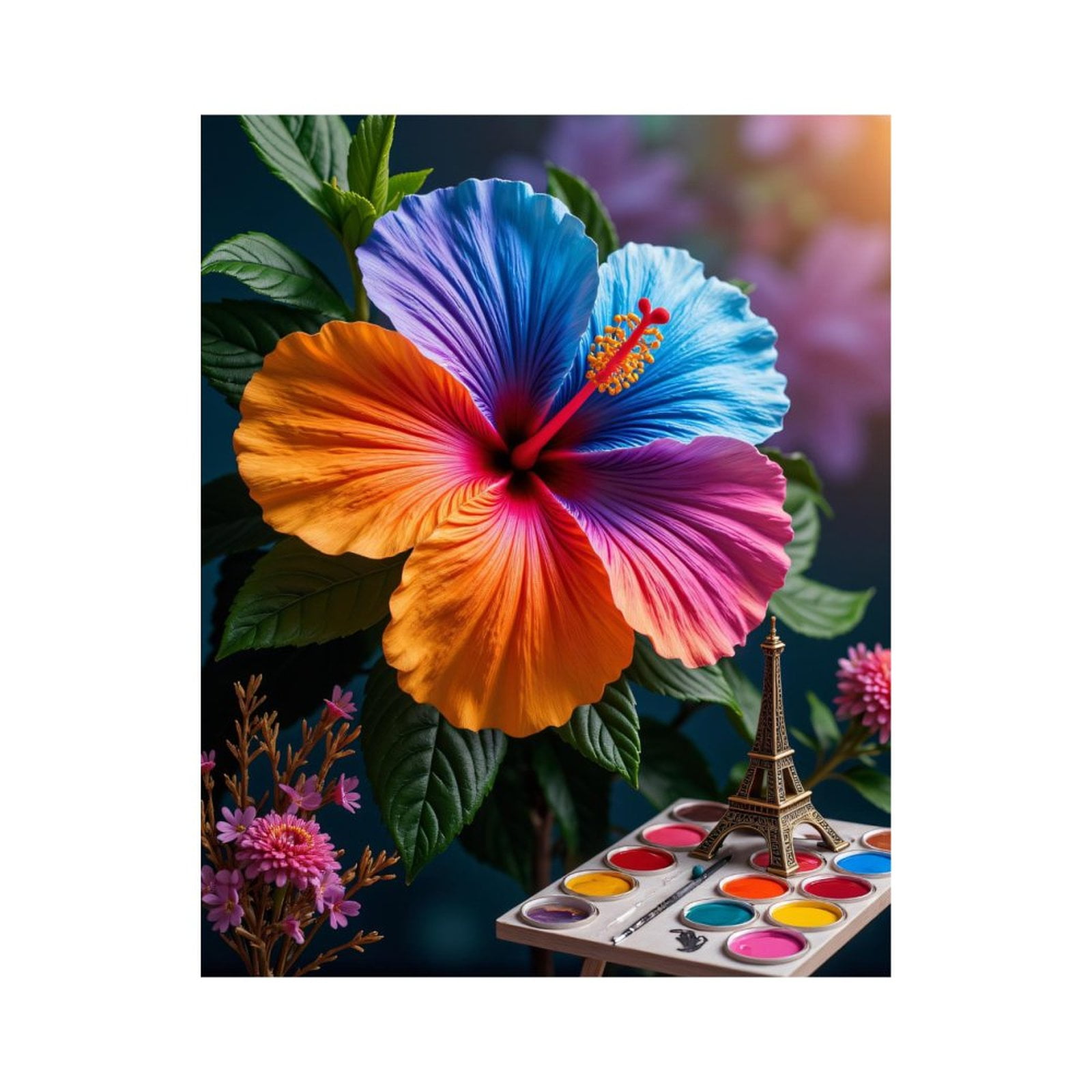 Paint by Numbers Kit for Adults, Colorful Flower Painting Eiffel Tower ...