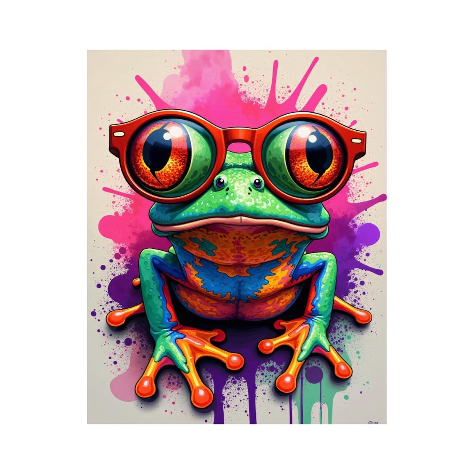 Paint by Numbers Kit for Adults, Colorful Frog With Big Glasses Paint ...