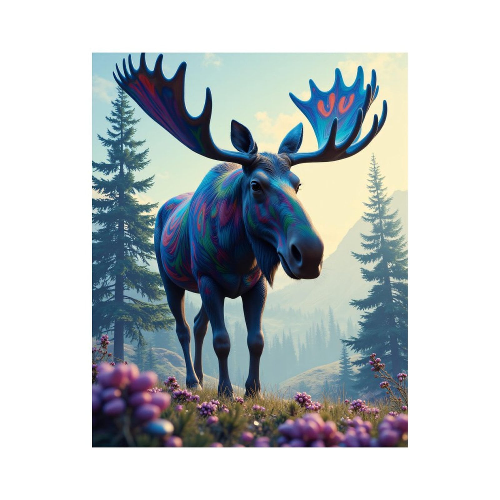 Paint by Numbers Kit for Adults, Colorful Moose Forest Scene Paint by ...