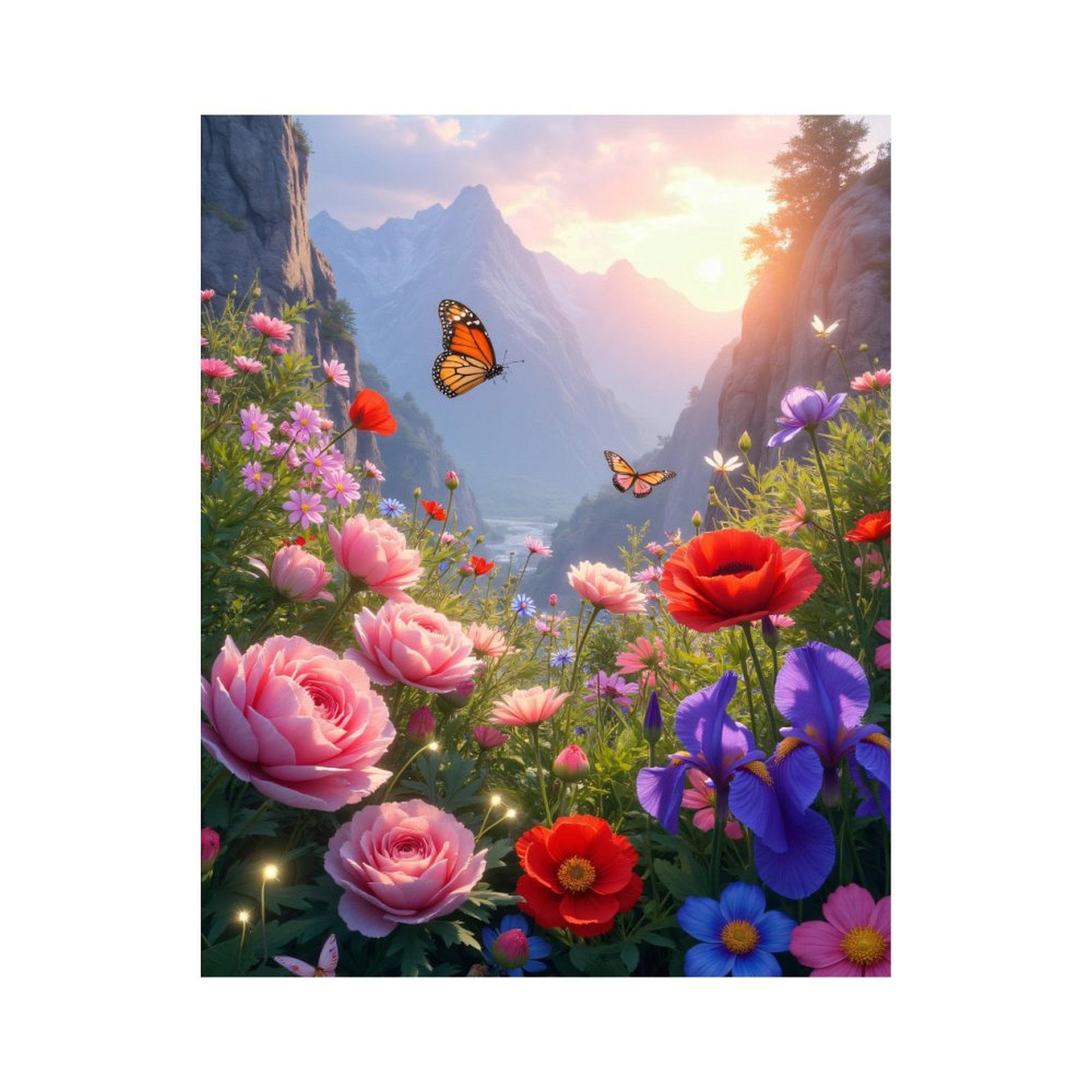 Paint by Numbers Kit for Adults, Colorful Mountain Floral Scene Paint ...