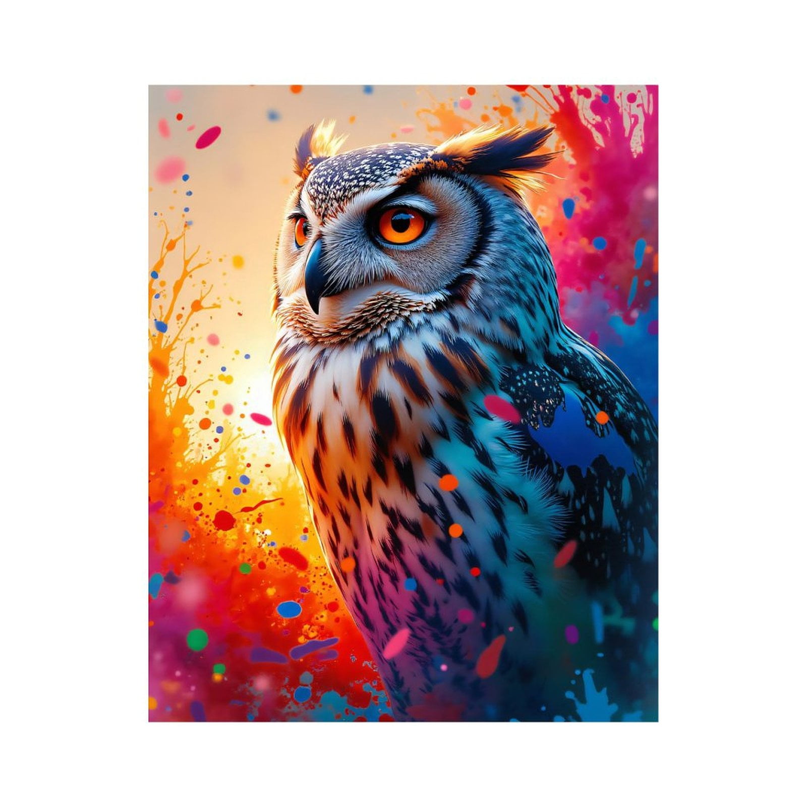 Paint by Numbers Kit for Adults, Colorful Owl Abstract Art Burst Paint ...