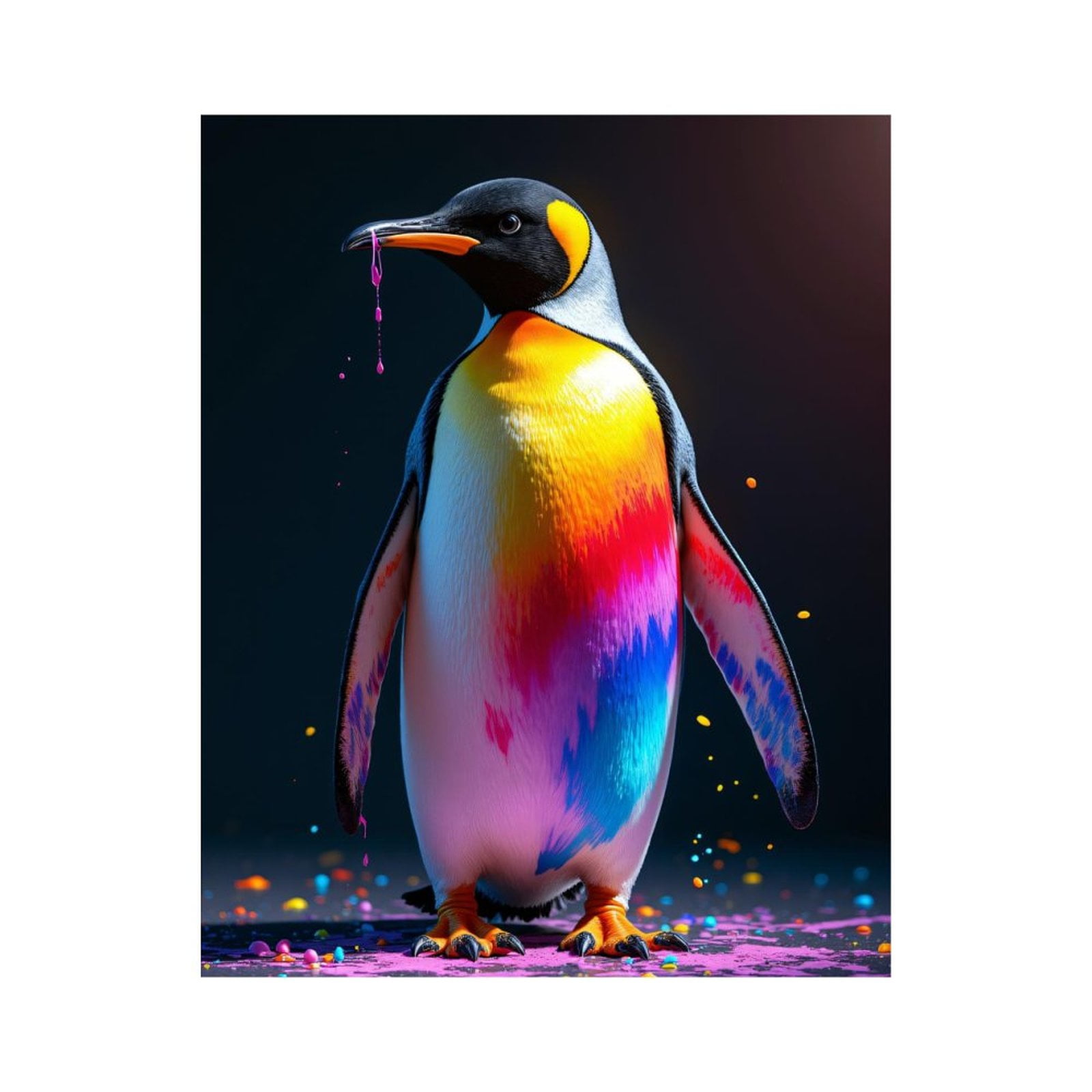 Paint by Numbers Kit for Adults, Colorful Penguin Paint Splatter Paint ...