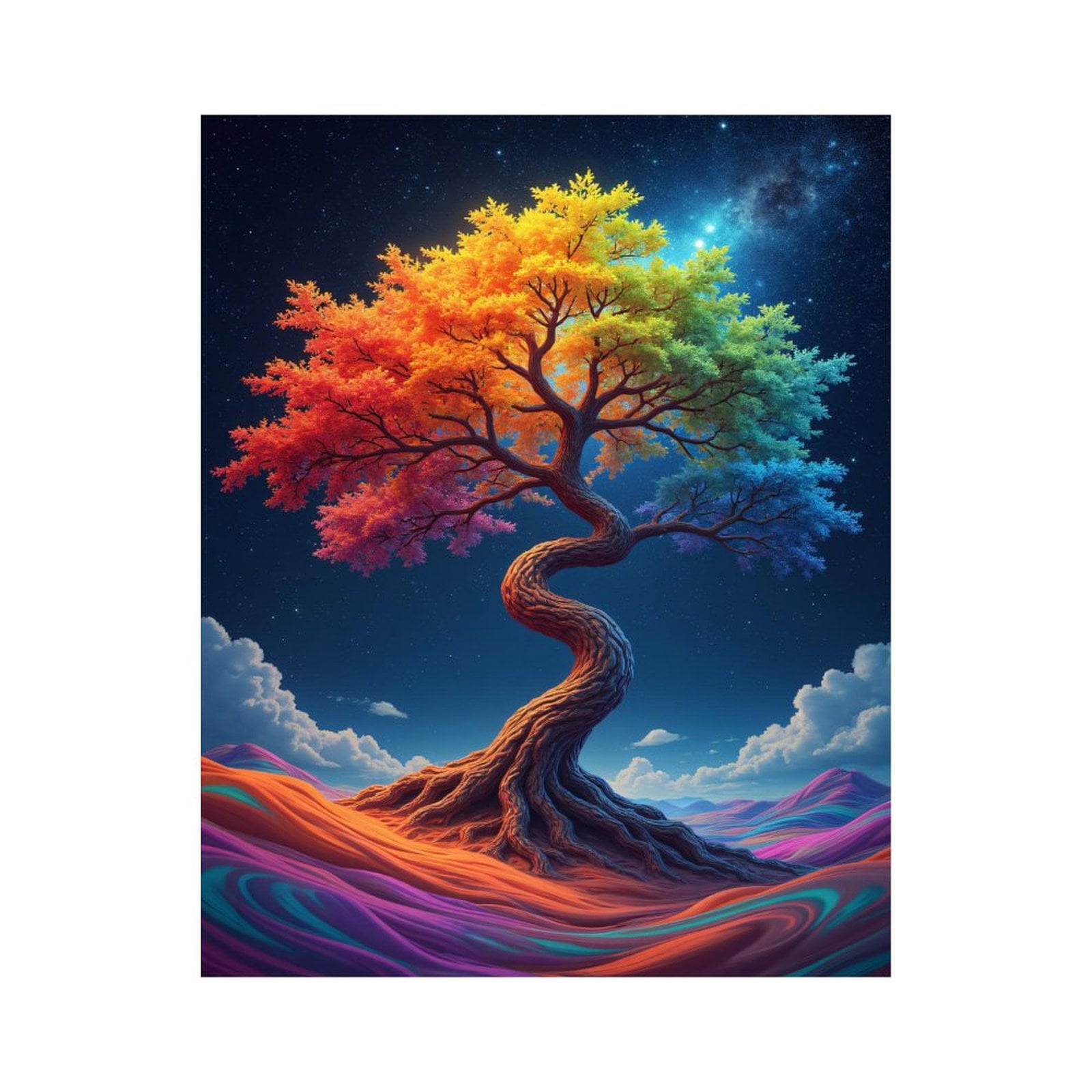 Paint by Numbers Kit for Adults, Colorful Tree Enchanted Night Sky ...