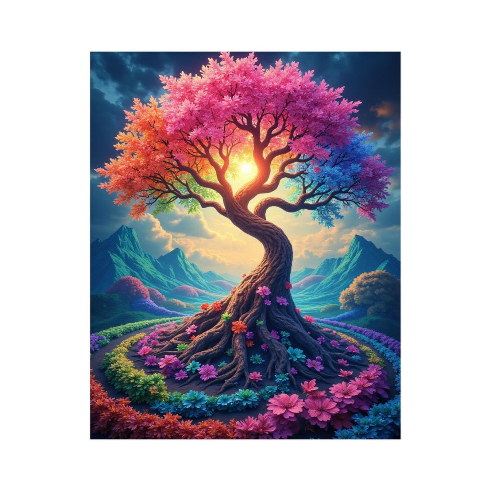 Paint by Numbers Kit for Adults, Colorful Tree Under Sunlit Sky Paint by Numbers, Easy Paint by ...