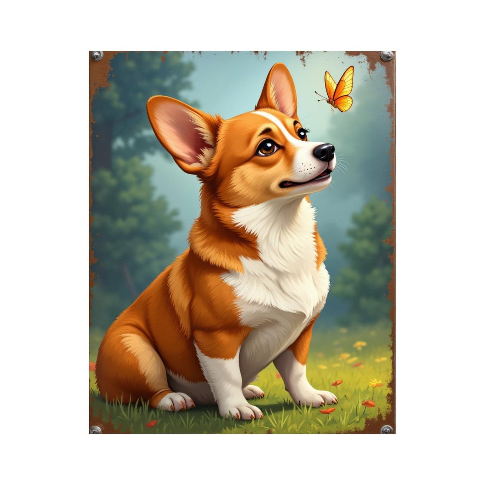 Paint by Numbers Kit for Adults, Corgi Butterfly Encounter Scene Paint ...