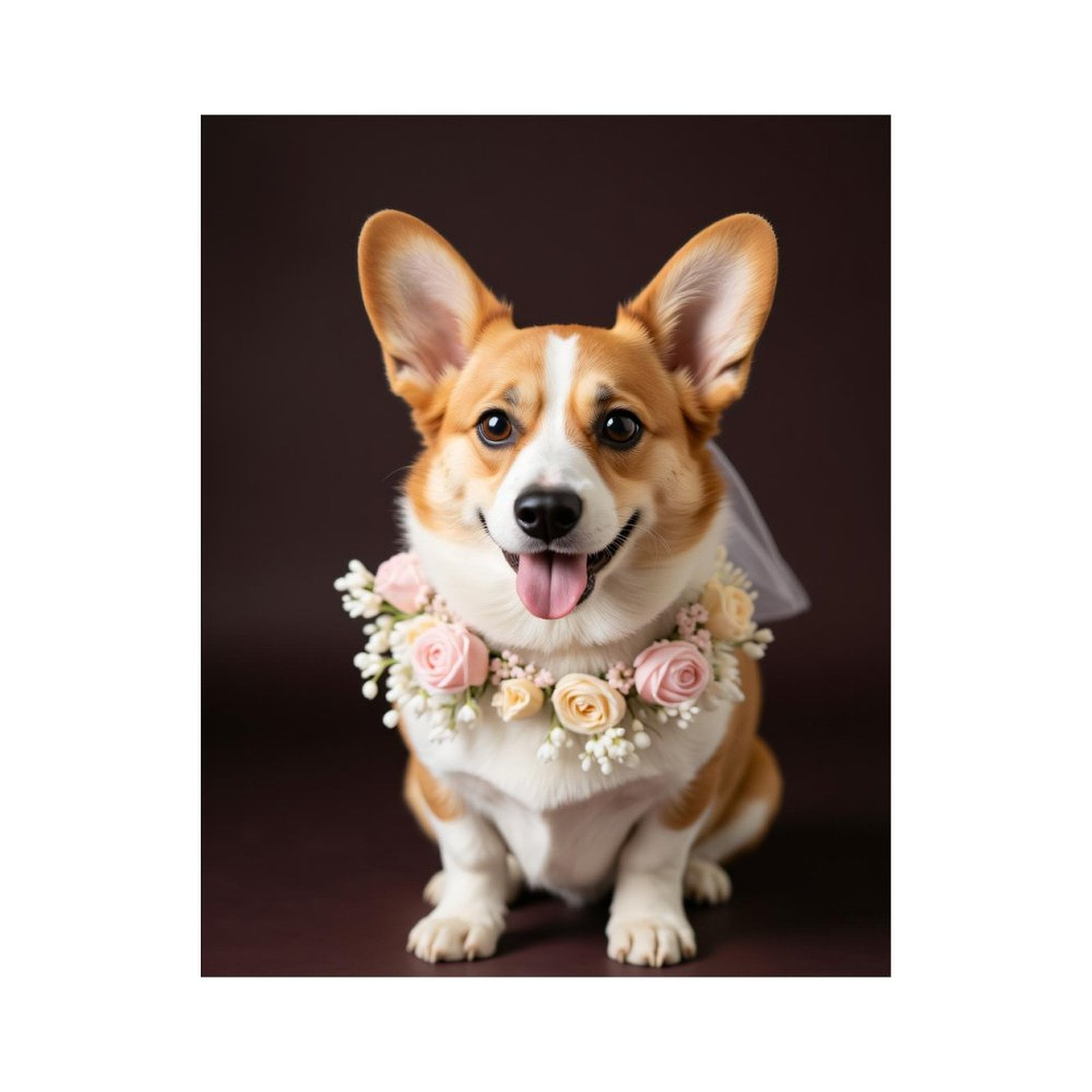 Paint by Numbers Kit for Adults, Corgi Floral Collar Brown Background ...