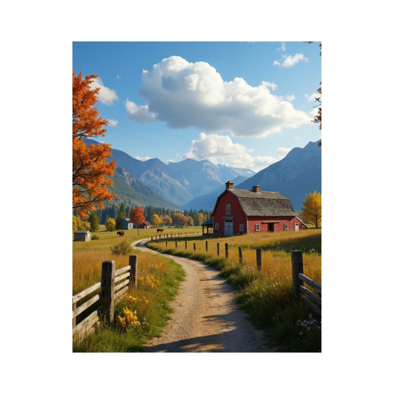 Paint by Numbers Kit for Adults, Countryside Autumn Red Barn Scene ...