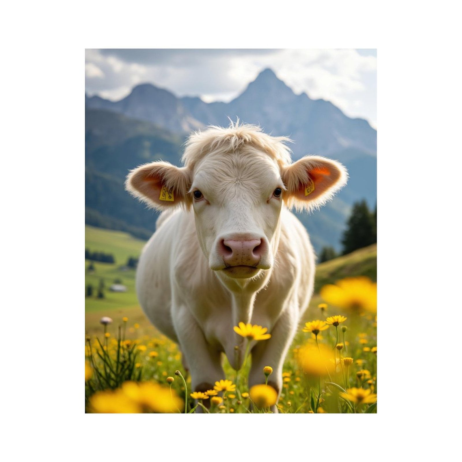 Paint by Numbers Kit for Adults, Cow In Mountain Flower Field Paint by ...