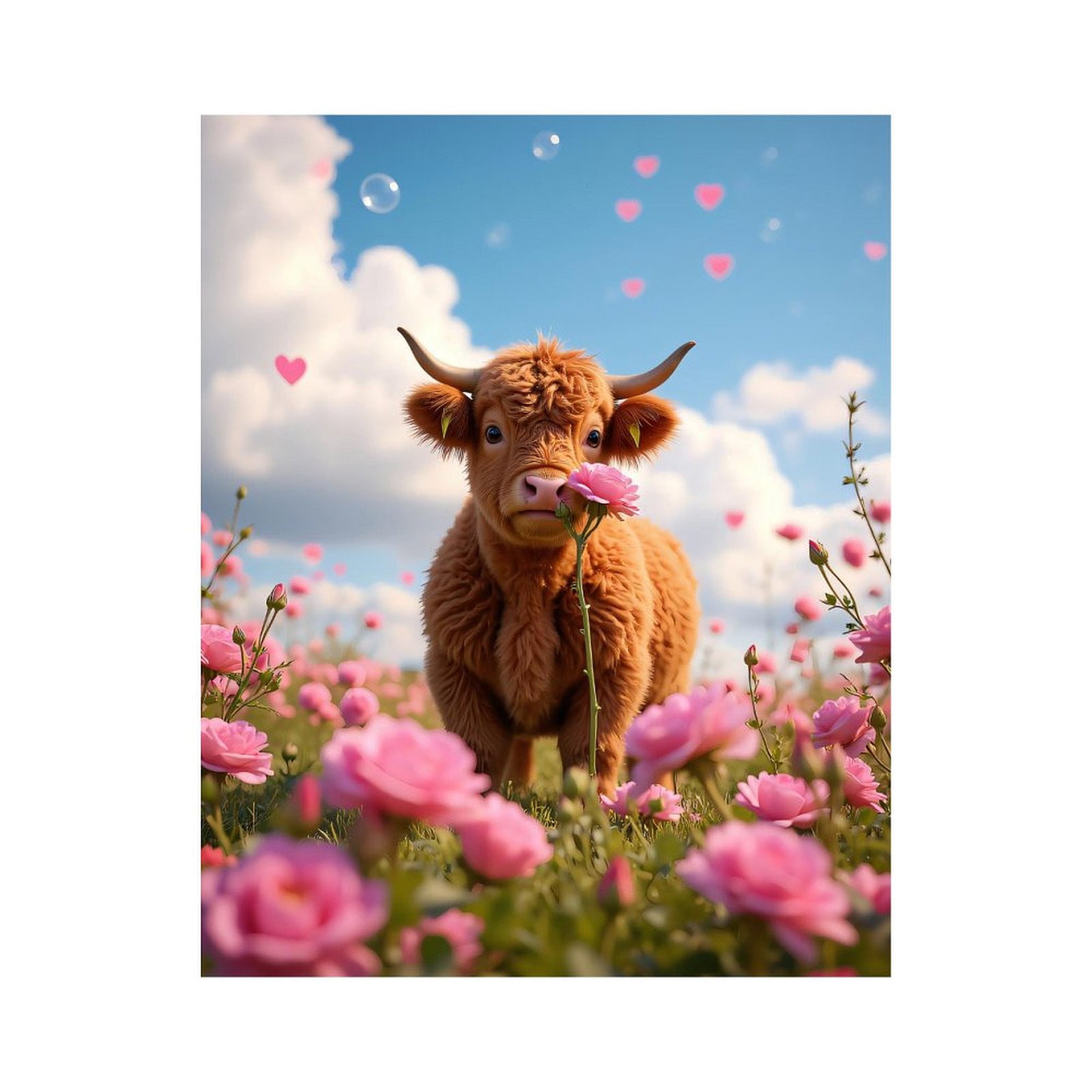 Paint by Numbers Kit for Adults, Cow In Pink Flower Meadow Paint by ...