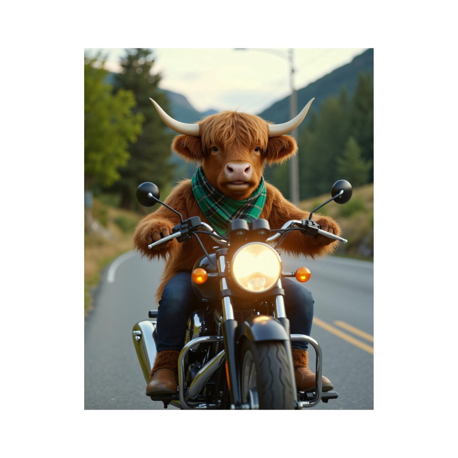 Paint by Numbers Kit for Adults, Cow Riding Motorcycle Scarf Road Paint ...