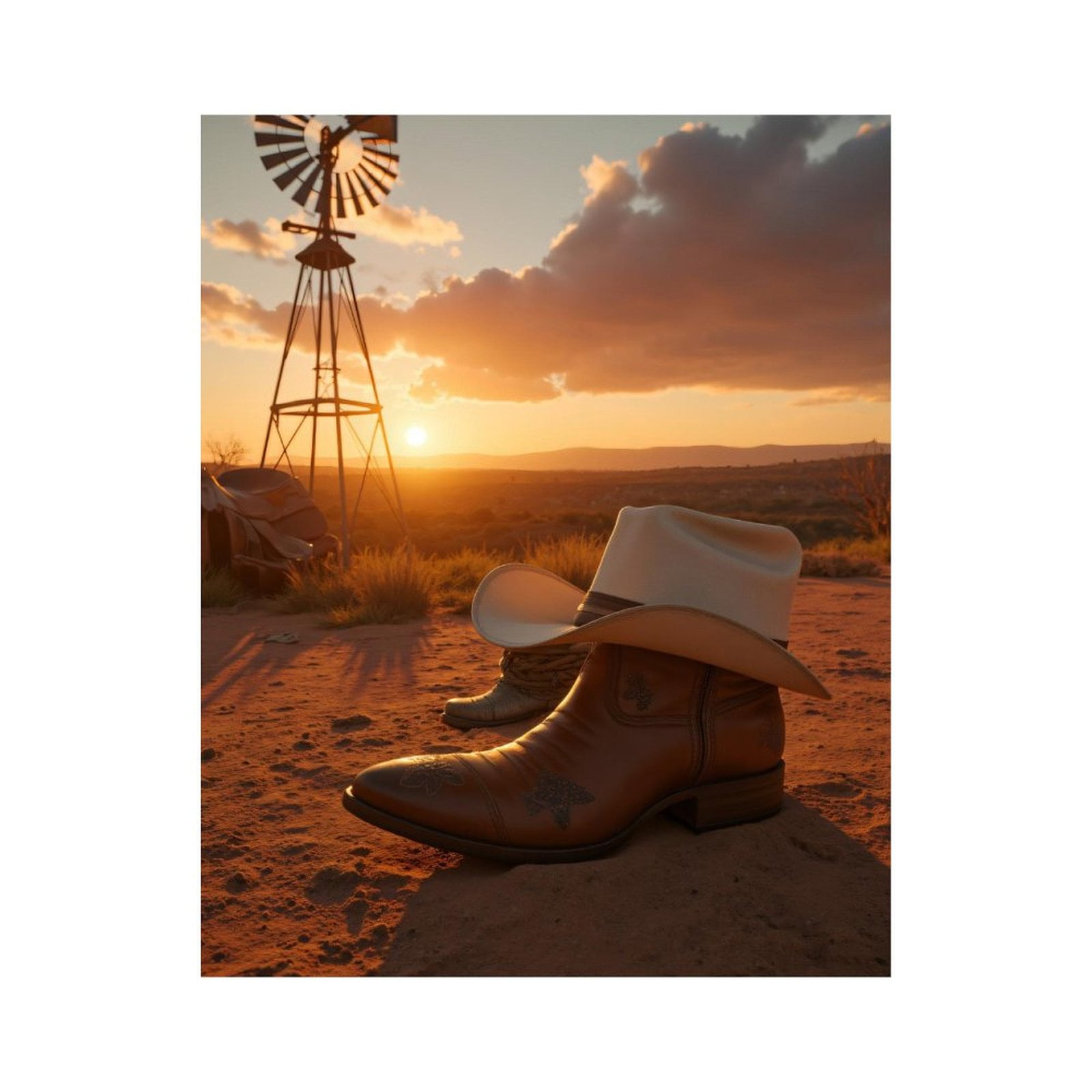 Paint by Numbers Kit for Adults, Cowboy Boots Western Sunset Scene Paint by Numbers, Easy Paint ...