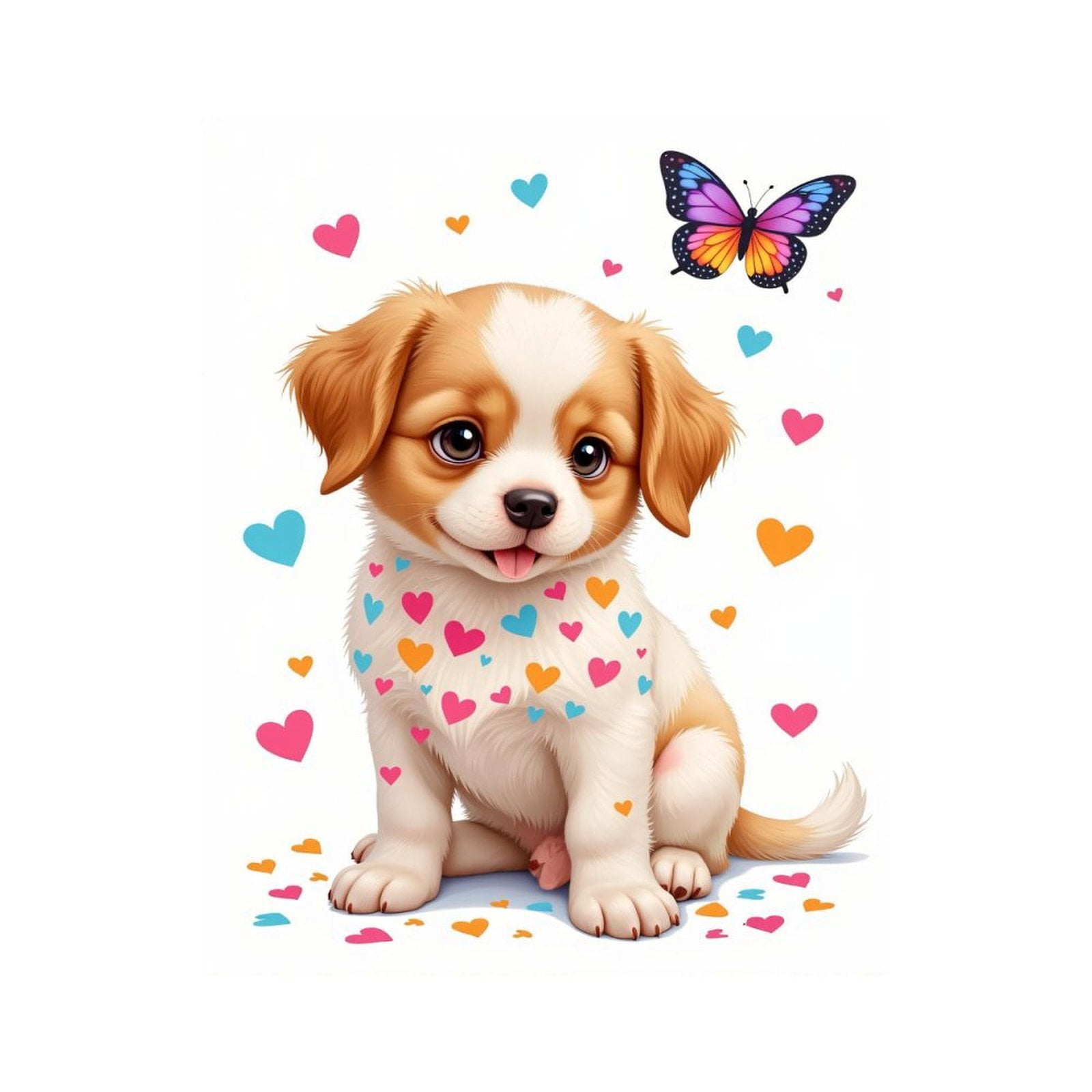 Paint by Numbers Kit for Adults, Cute Puppy Hearts Butterfly Colorful ...