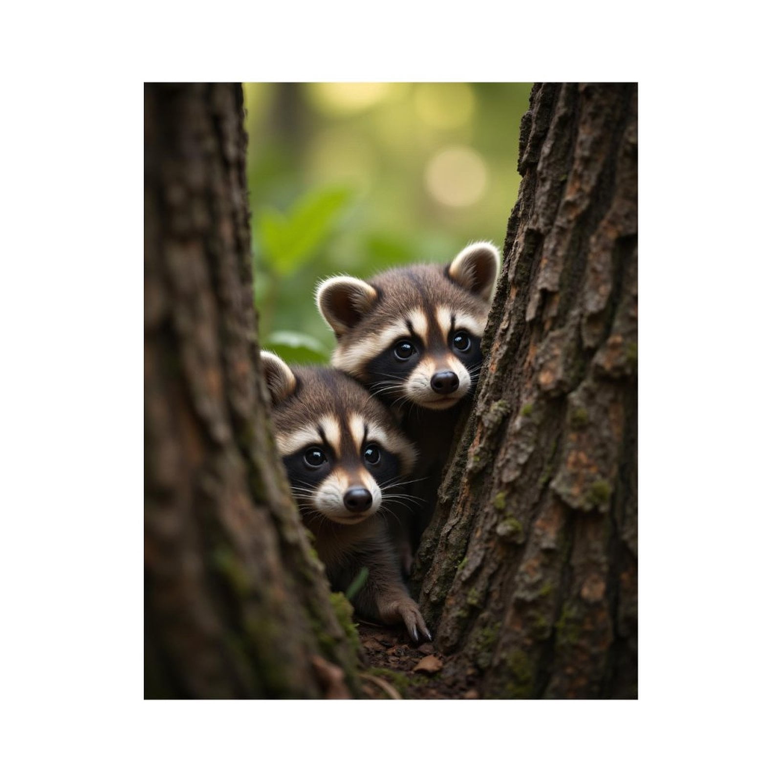 Paint by Numbers Kit for Adults, Cute Raccoons Forest Peek Paint by ...