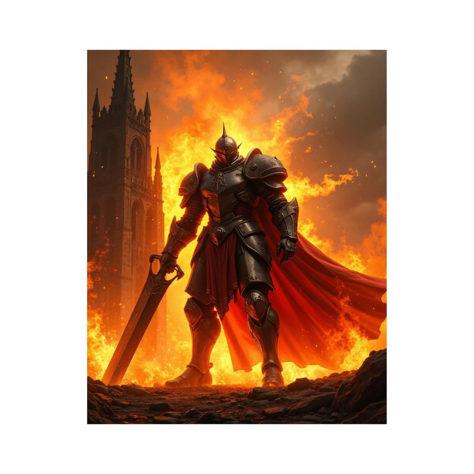 Paint by Numbers Kit for Adults, Dark Knight In Fiery Landscape Paint ...