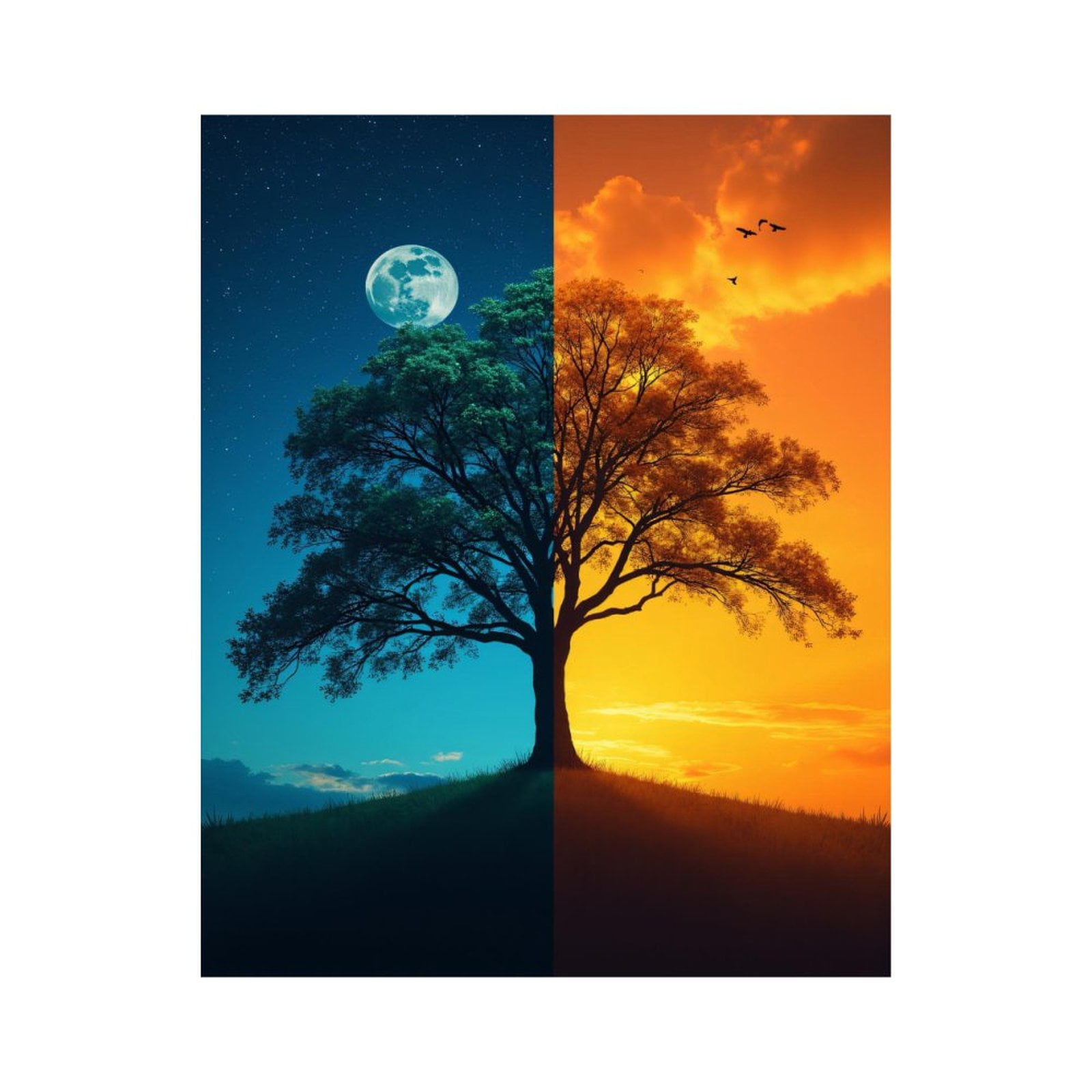 Paint by Numbers Kit for Adults, Day Night Tree Contrast Art Paint by ...