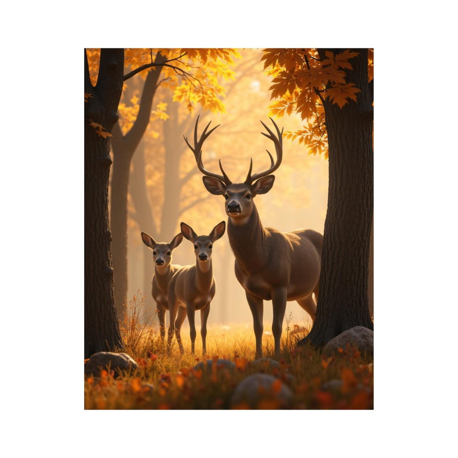 Paint by Numbers Kit for Adults, Deer Family Autumn Forest Scene Paint ...