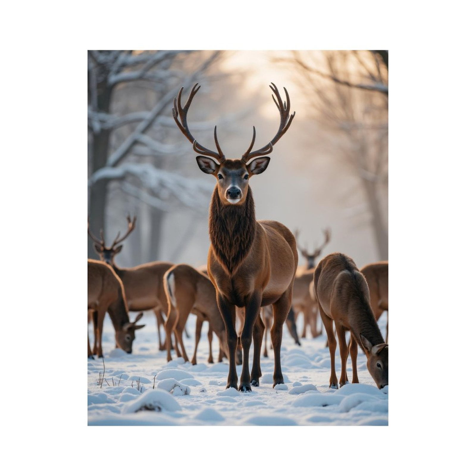 Paint by Numbers Kit for Adults, Deer Herd Winter Snowy Forest Paint by ...