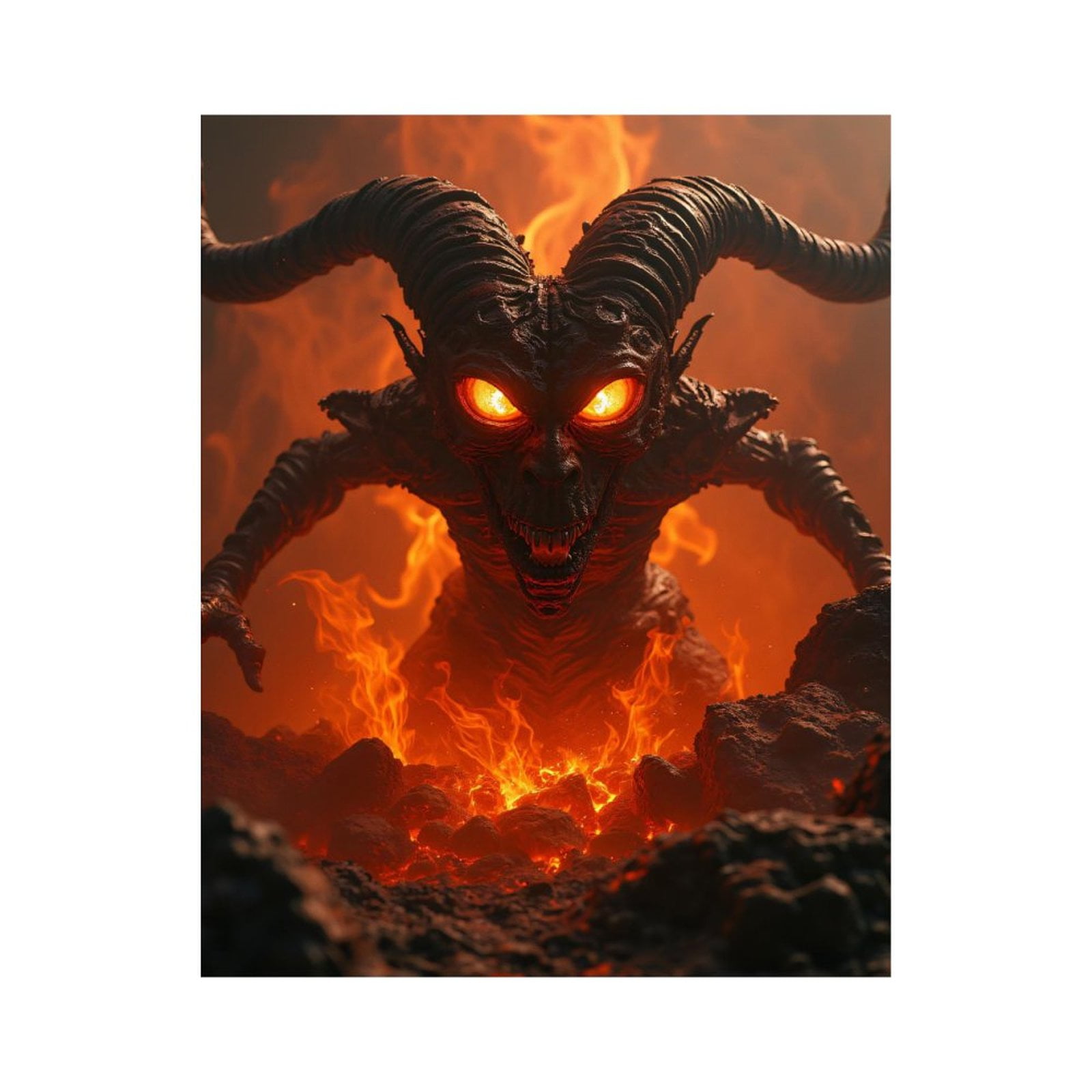 Paint by Numbers Kit for Adults, Demonic Creature Flames Erupting Lava ...